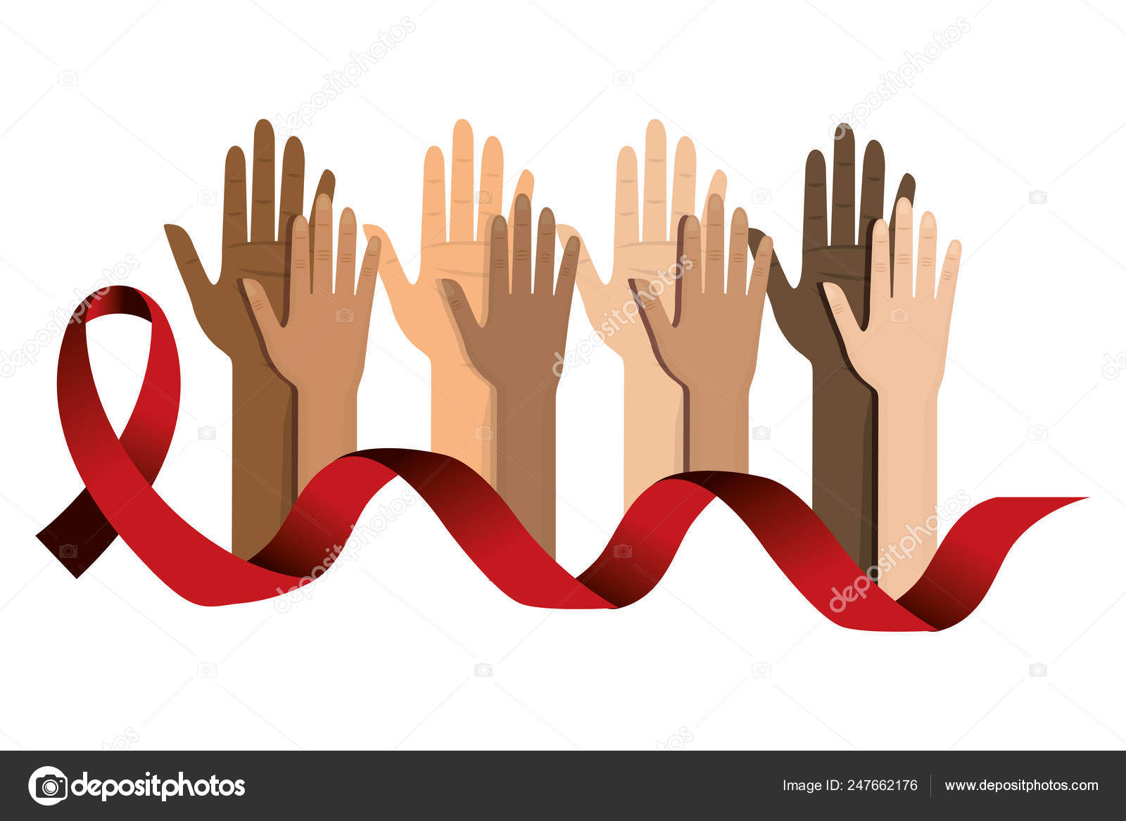 Hiv ribbon and hand design Stock Vector Image by ©stockgiu #247662176