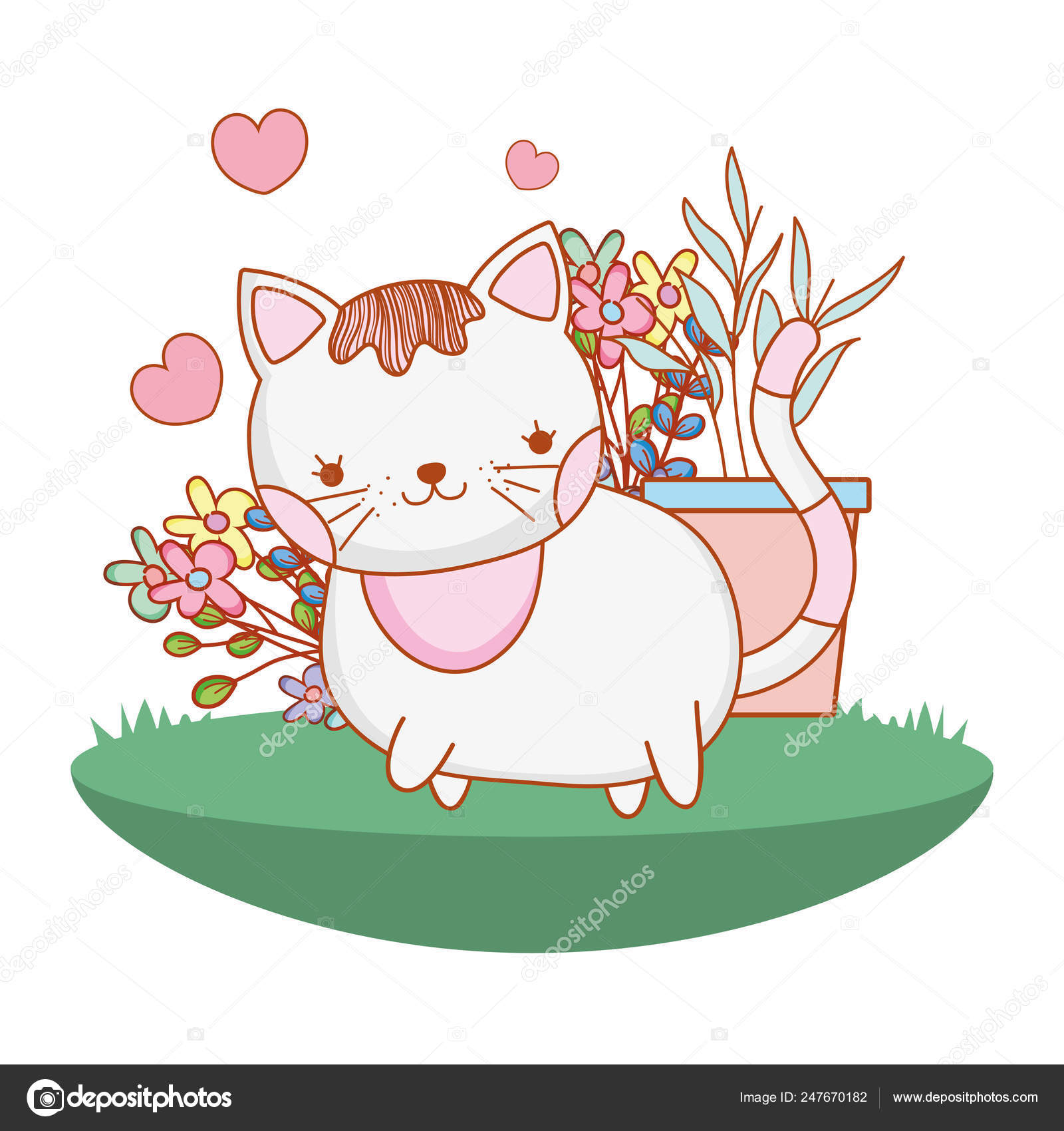 Kitty cat outdoors cartoon Stock Vector by ©stockgiu 247670182