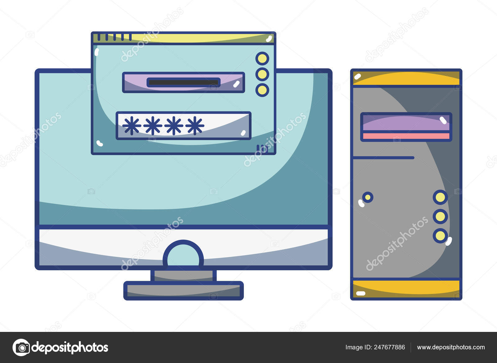Tecnología informática dibujos animados vector, gráfico vectorial ...