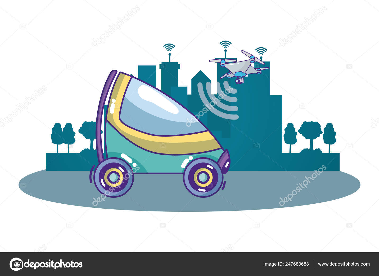 Futuro concepto de dibujos animados Vector de stock #247680688 de ©stockgiu