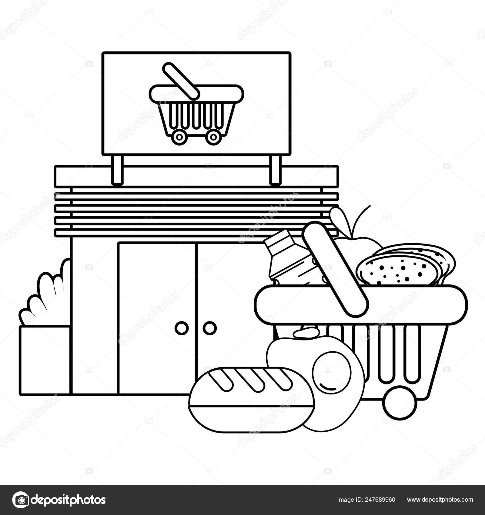 Supermarket Clipart Black And White