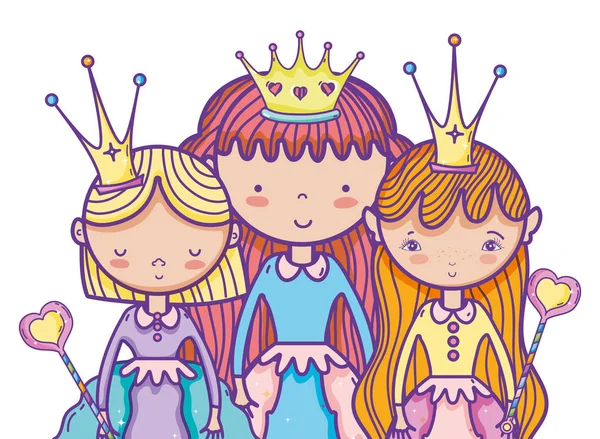 Princesses tale cartoon with crown mirror rainbow and ring Stock Vector ...