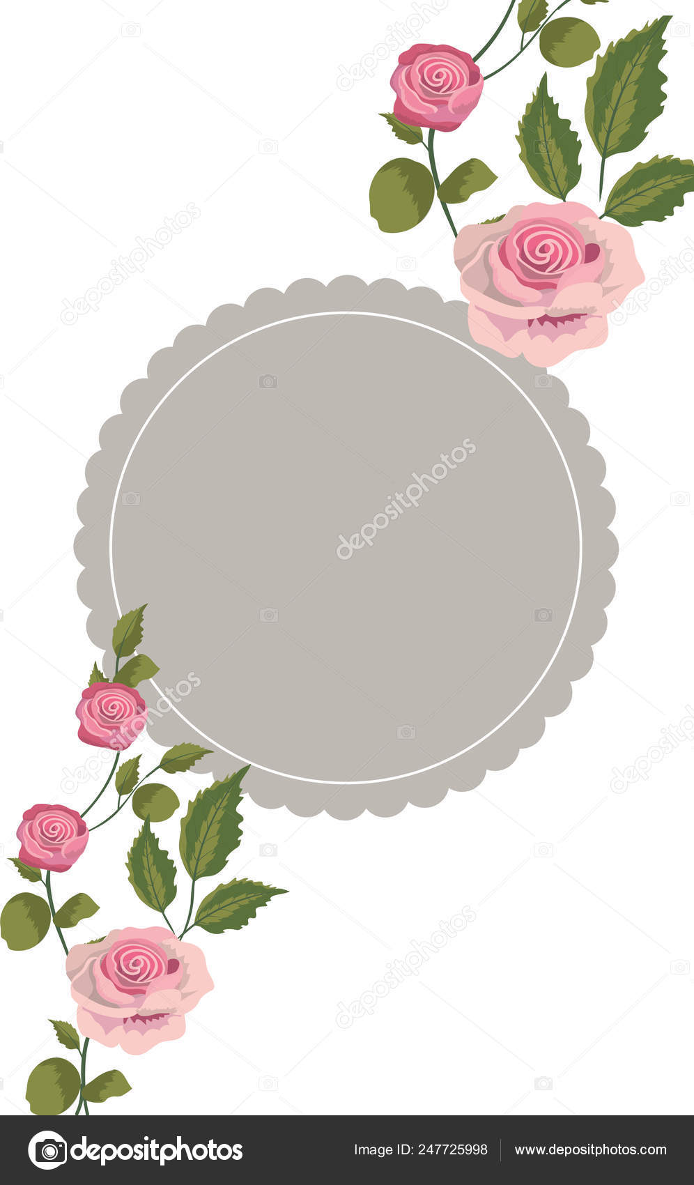 Rustic circle style with roses and branches leaves Stock Vector Image ...