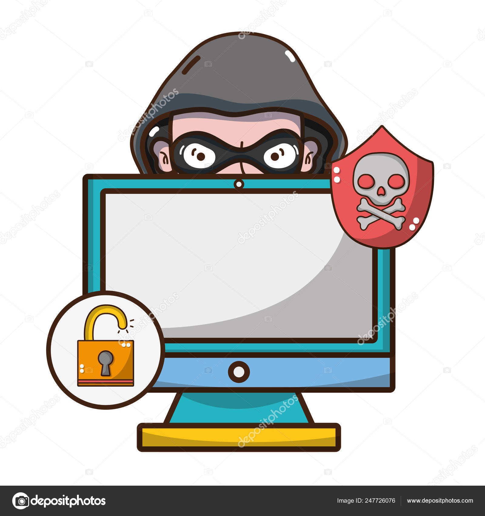 Dibujos animados amenaza ciberseguridad Vector de stock #247726076 de ...