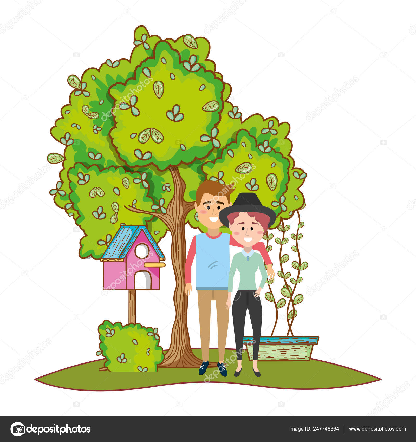 People at nature spring Stock Vector Image by ©stockgiu #247746364