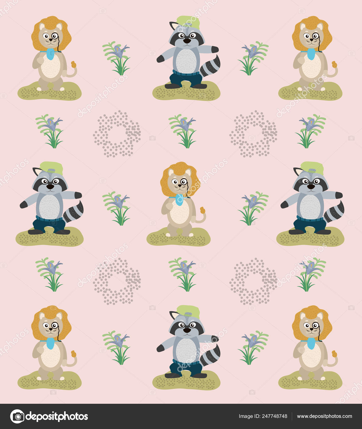 Cute animals pattern background Stock Vector by ©stockgiu 247748748