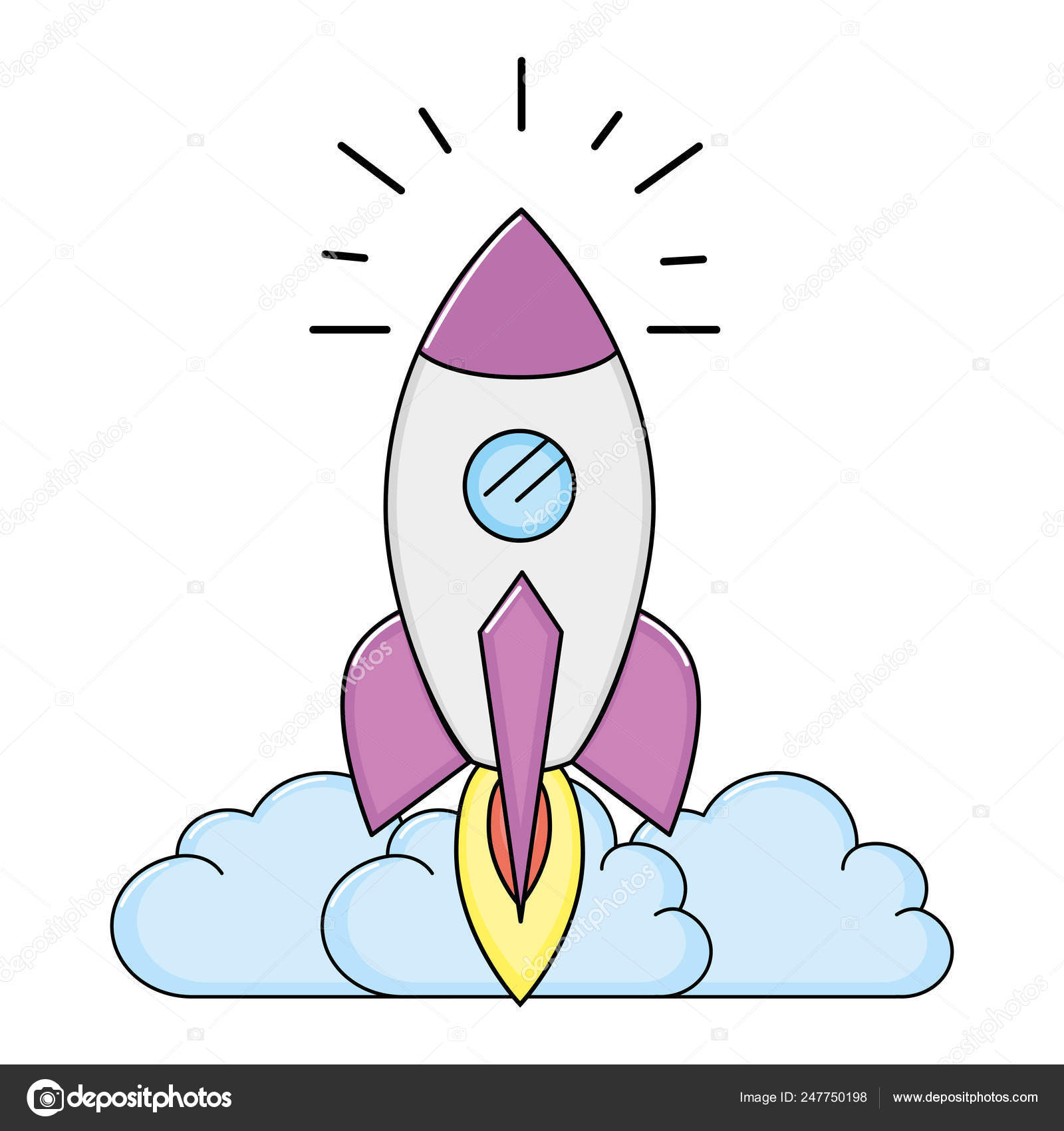 Rocket taking off cartoon Stock Vector by ©stockgiu 247750198