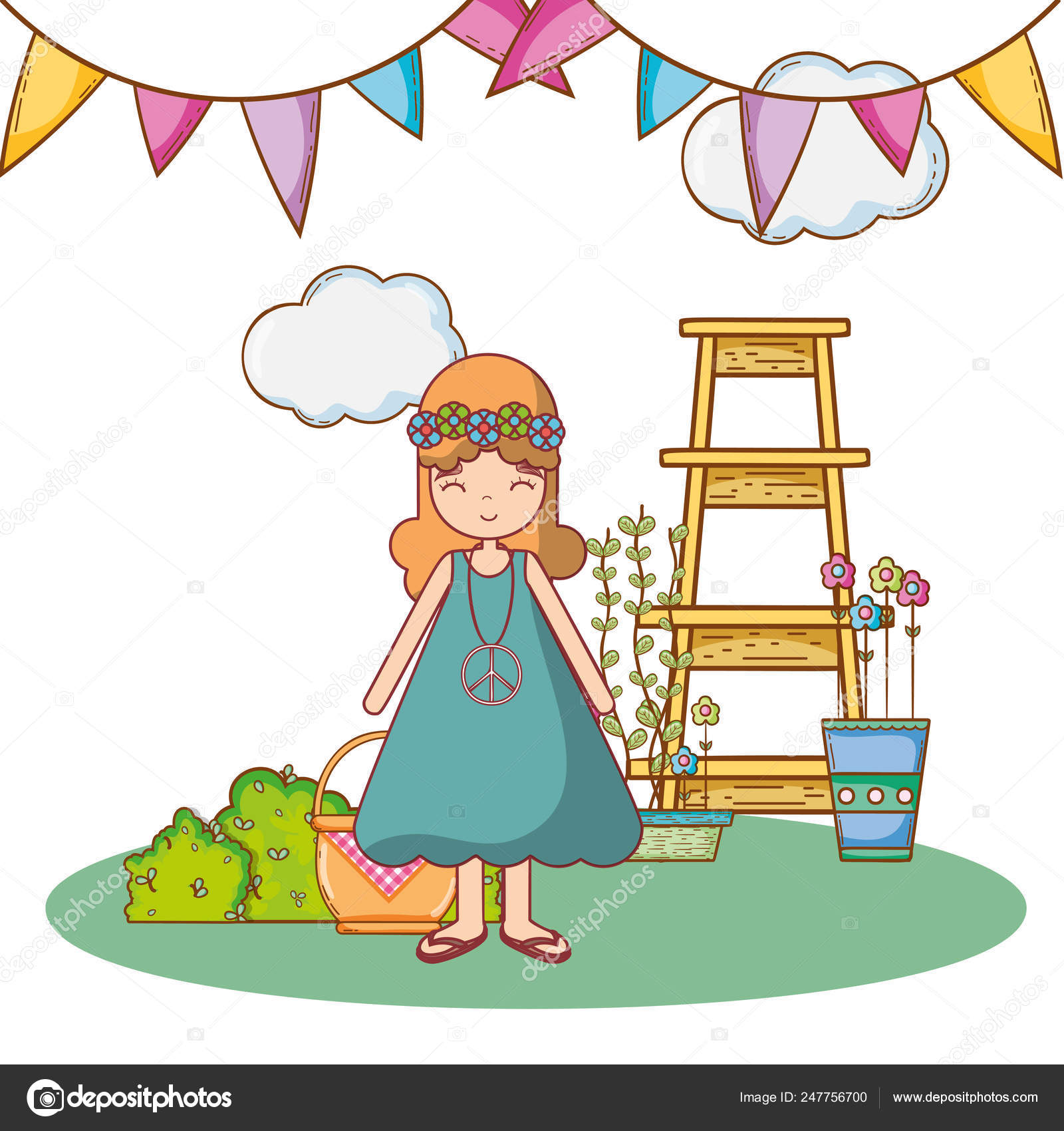 Hippie girl cartoon Stock Vector by ©stockgiu 247756700