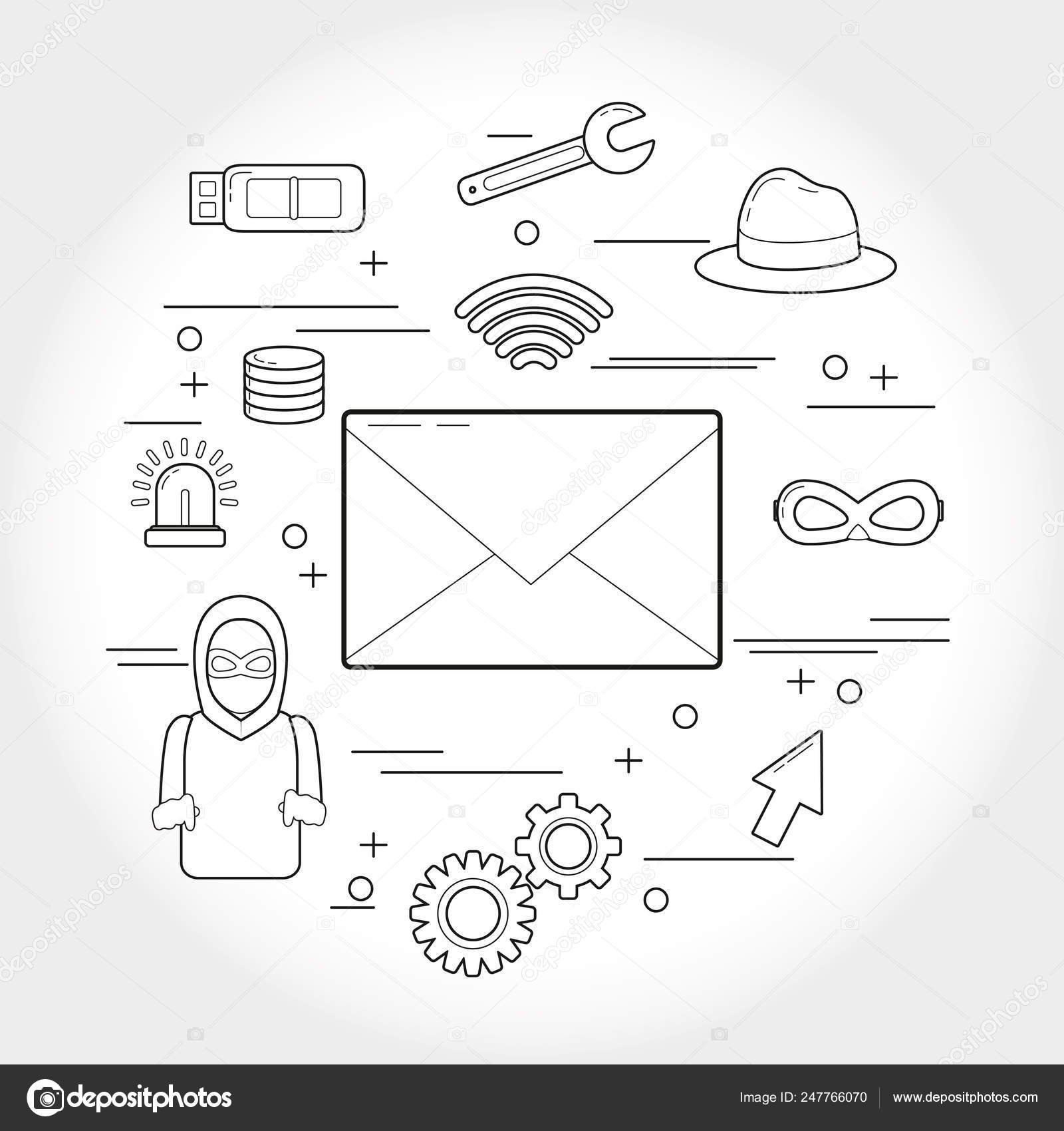 Set of cyber security symbols Stock Vector by ©stockgiu 247766070