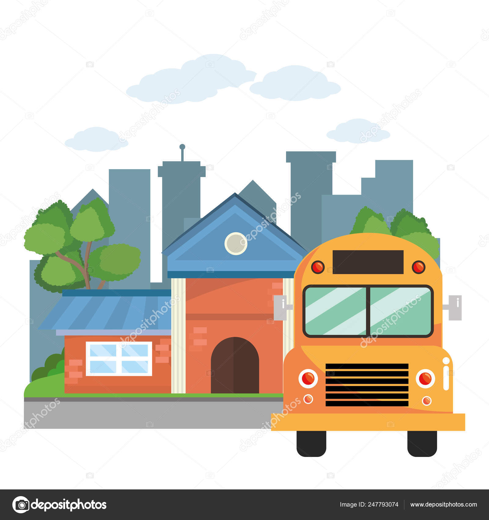 Dibujos animados de la escuela primaria Vector de stock #247793074 de ...