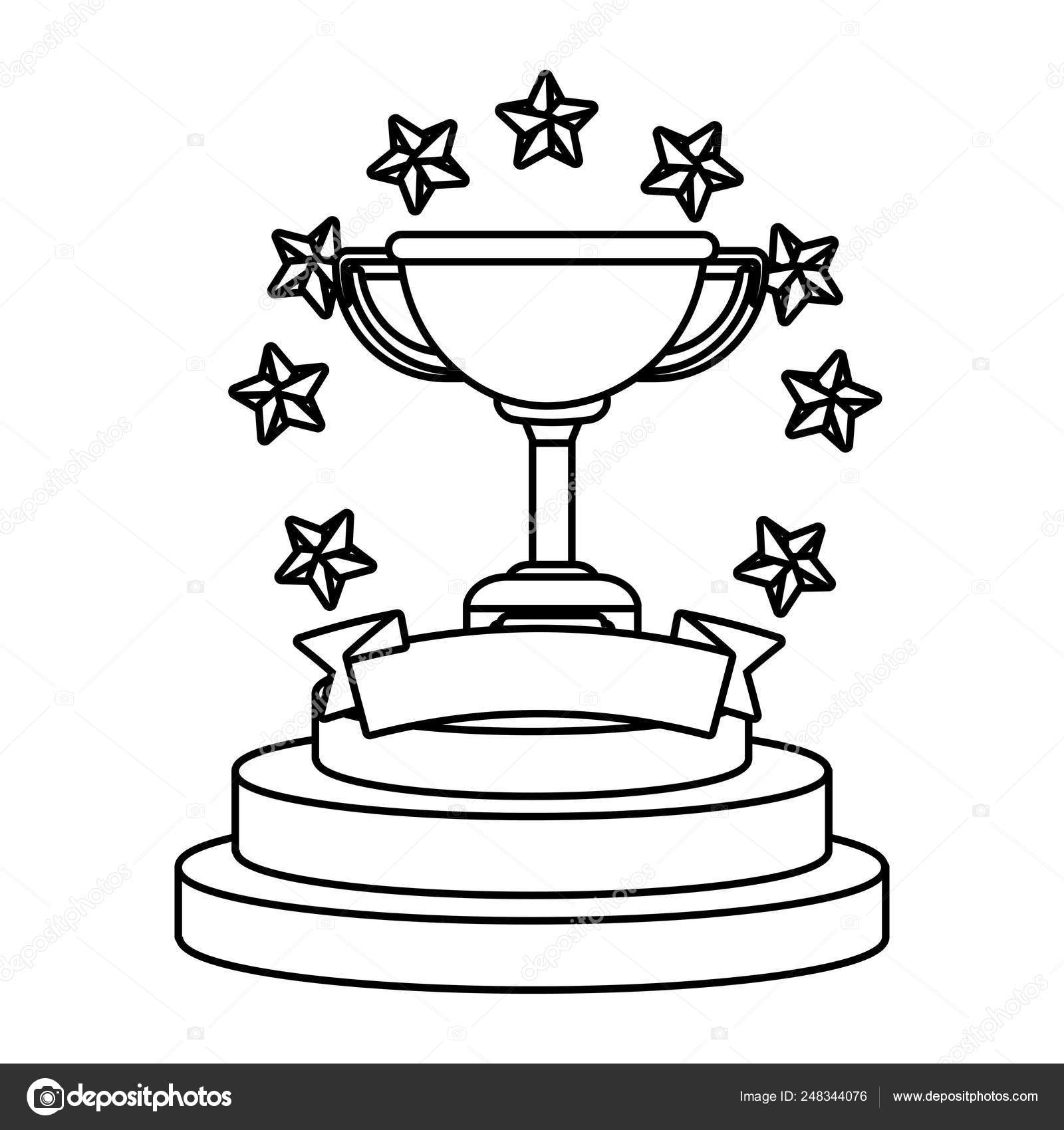 Trofeo Vector Blanco Y Negro Signo De Copa De Campeones. Vector.