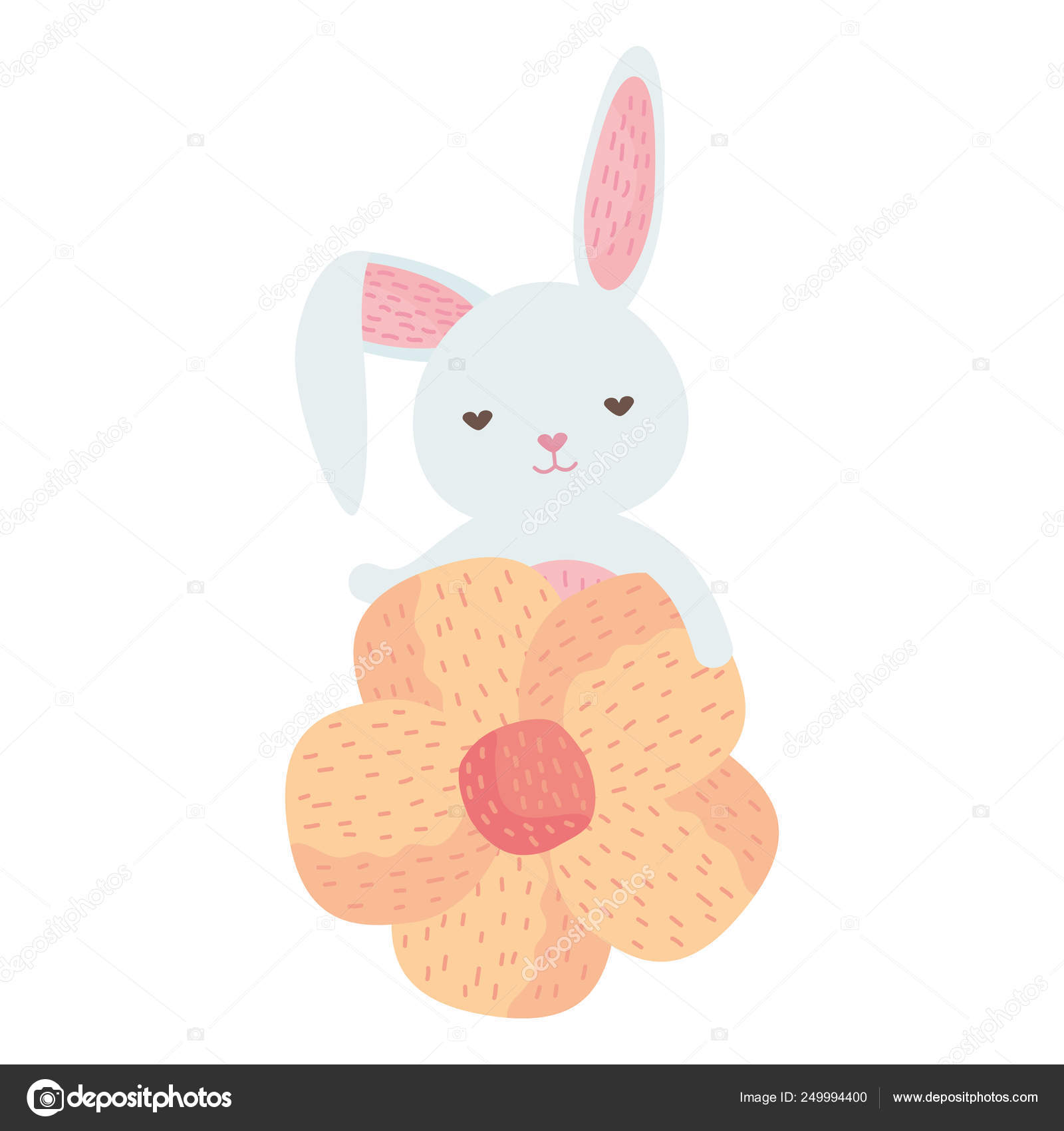 Cute rabbit with flower character Stock Vector by ©stockgiu 249994400