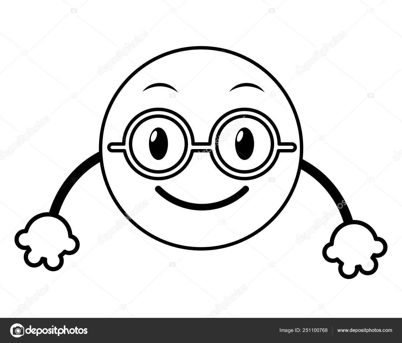 Line Nerd Emoji Face Expression Arms Vector Illustration Stock Vector ...