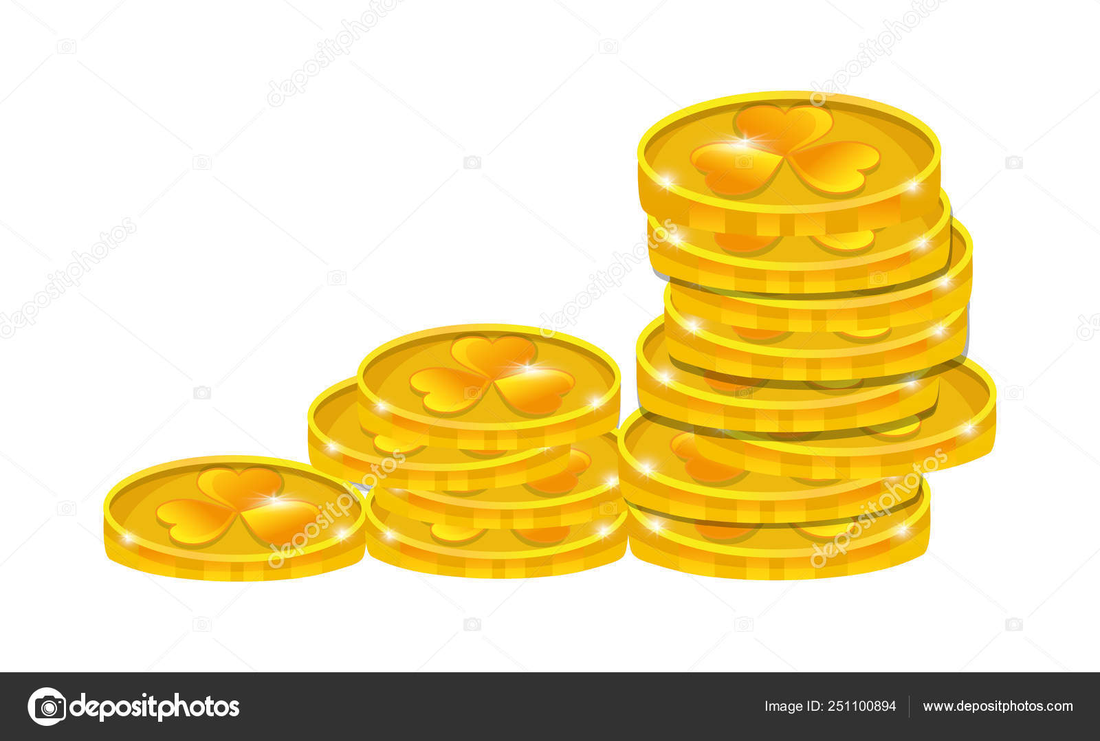 Gold Coins Clovers Plant Sign Vector Illustration Stock Vector by ...