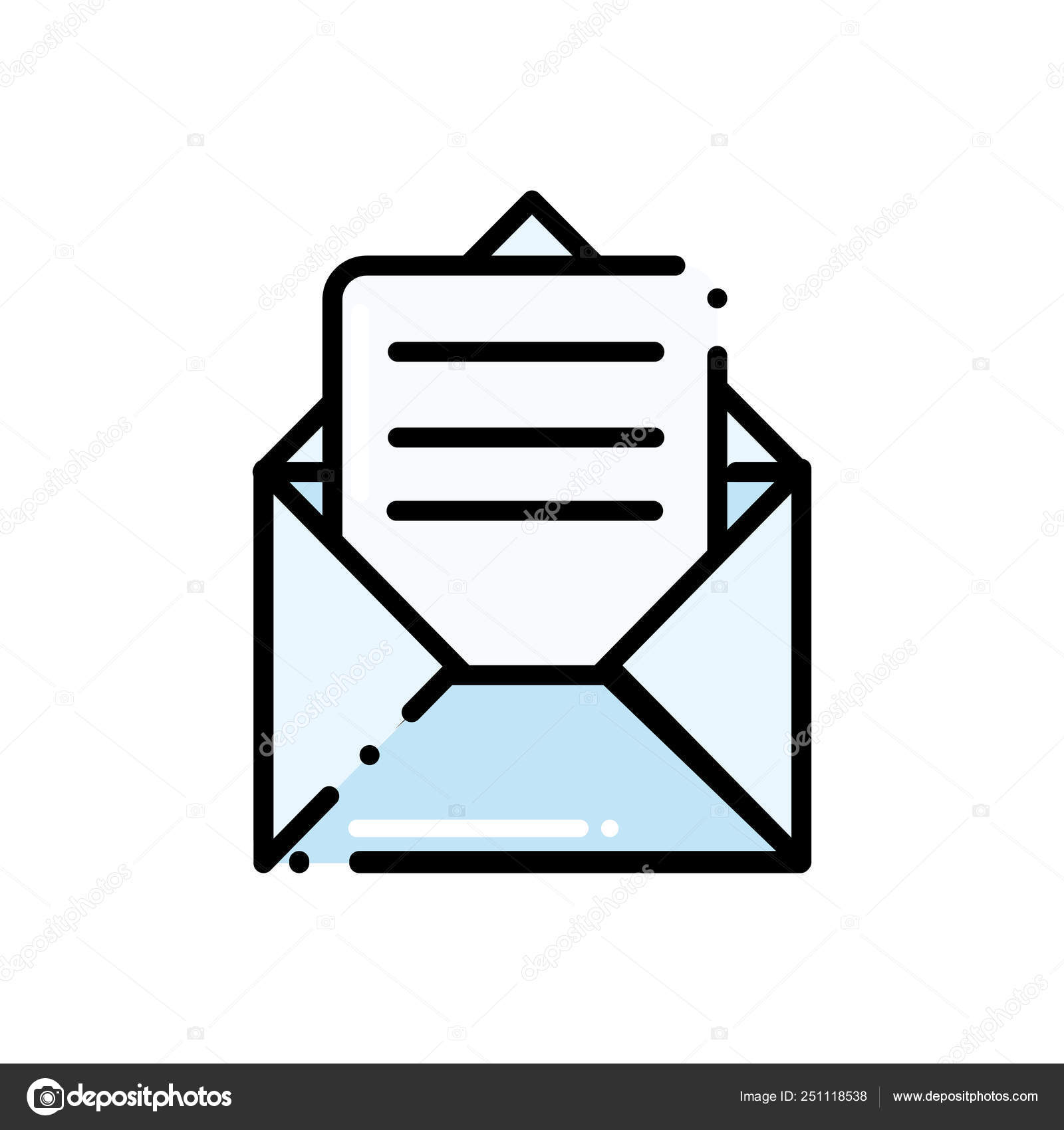 Dashed line e-mail letter message with document information Stock ...