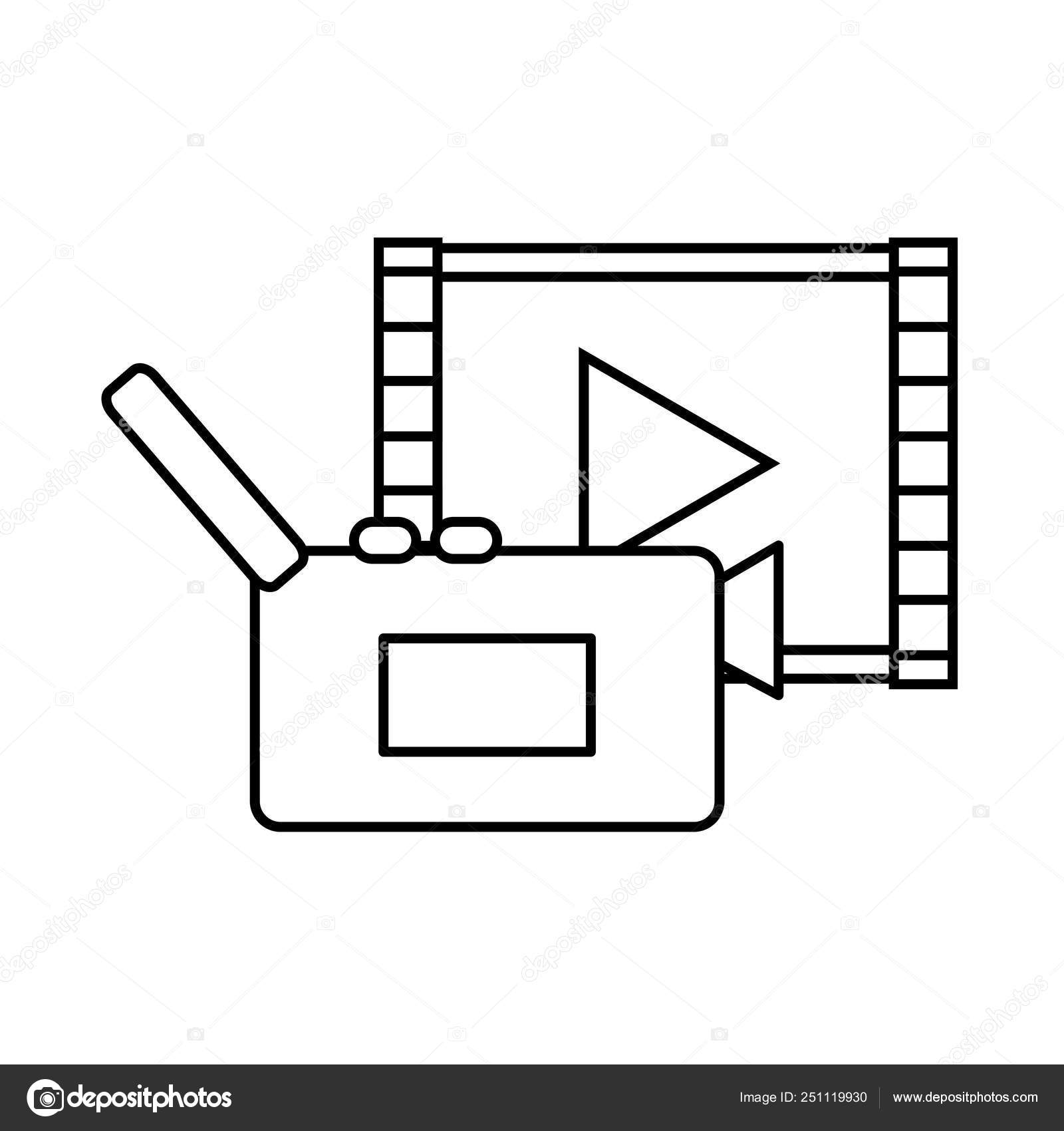 Line video camera recorder with play video Stock Vector Image by ...