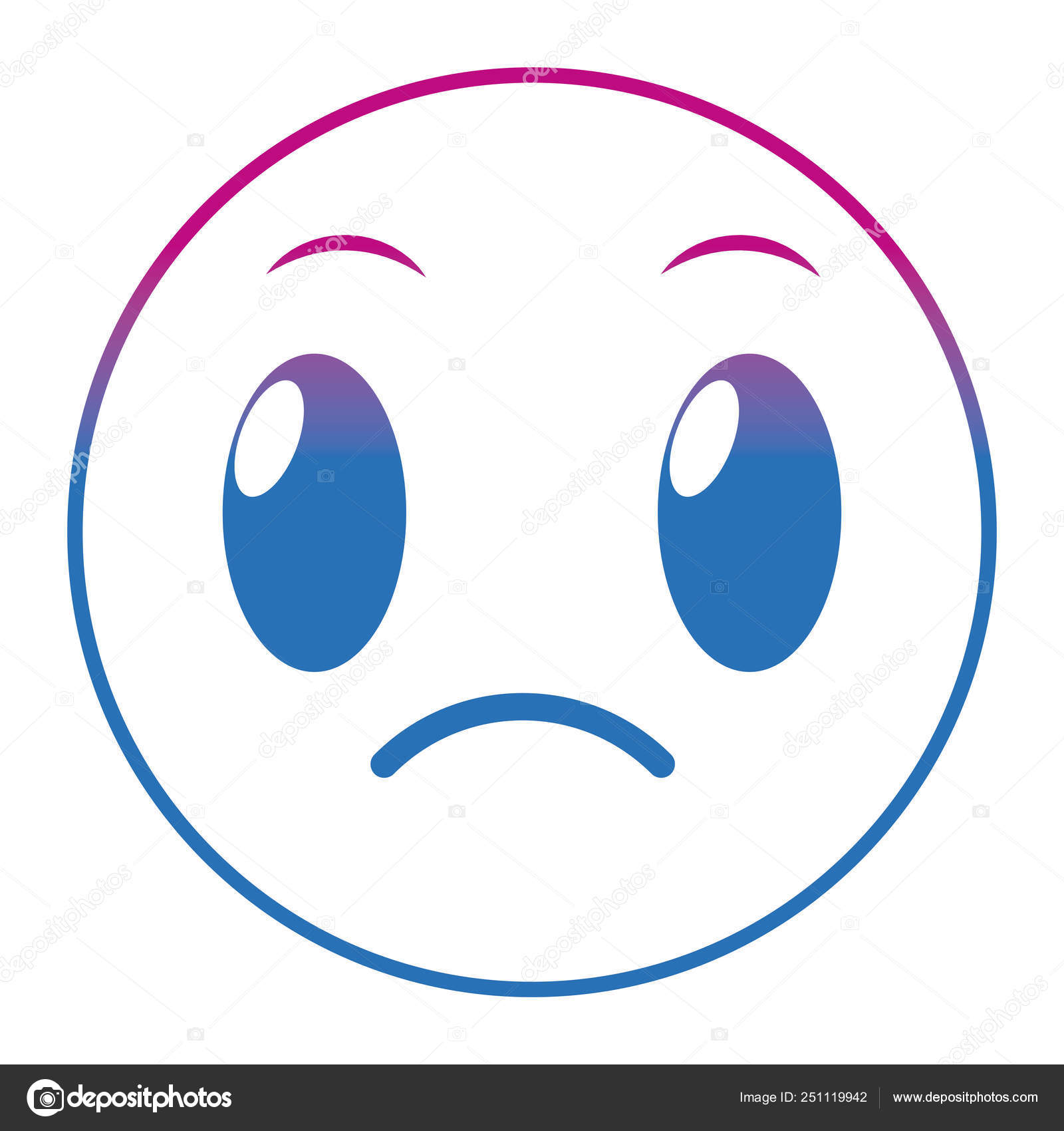 Degraded line sad face gesture emoji expression Stock Vector by ...