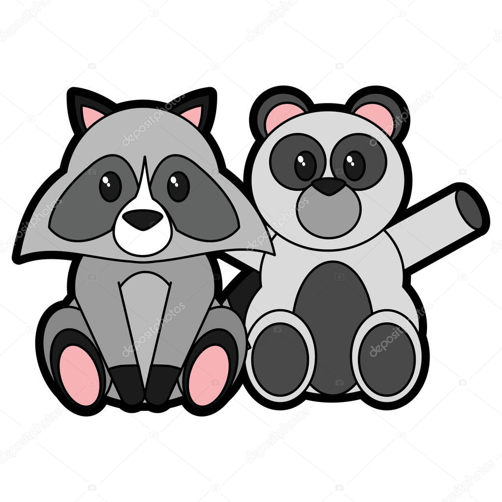 Oso y mapache de dibujos animados 2023