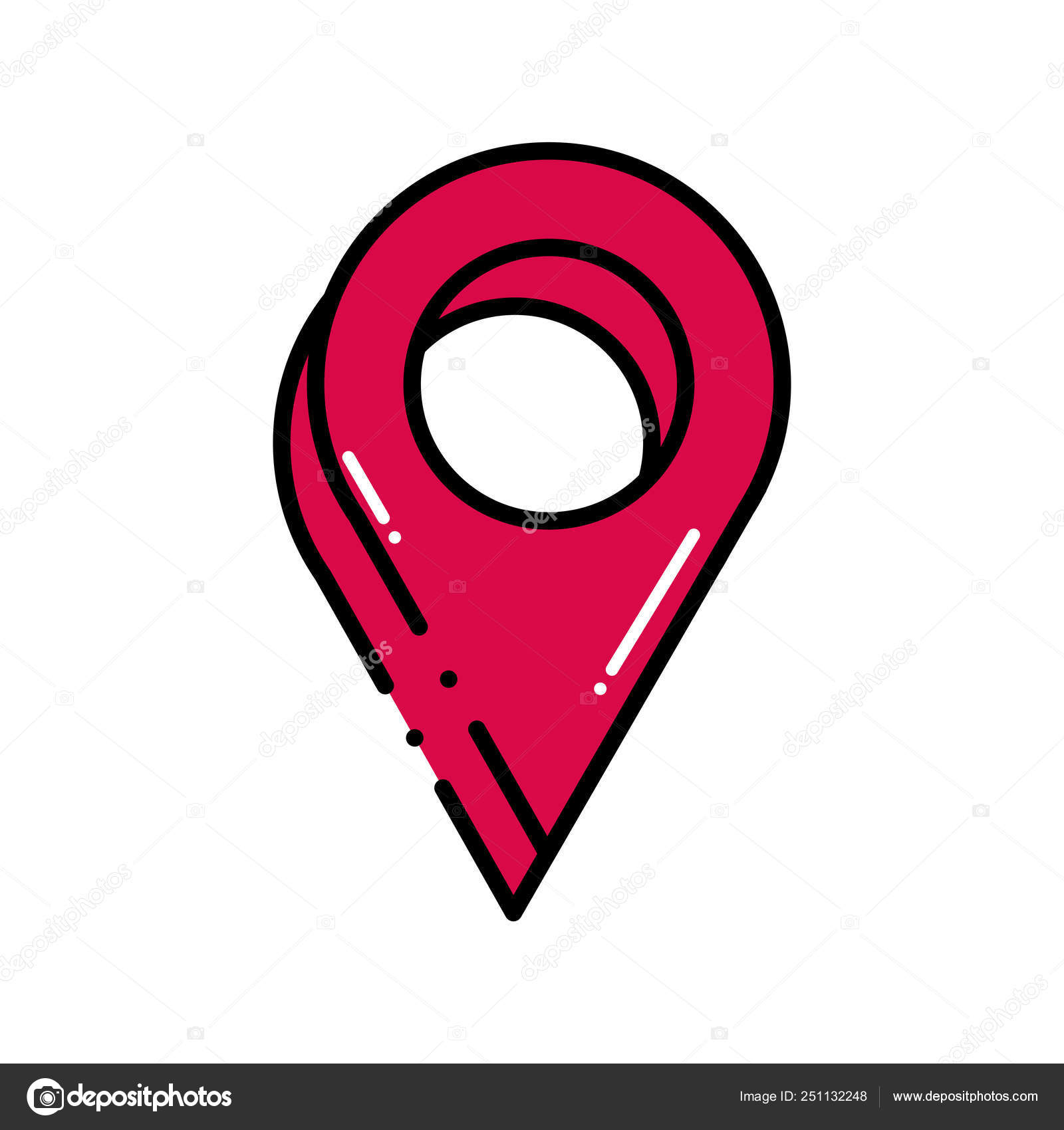 Dashed line location map symbol to geography destination Stock Vector ...