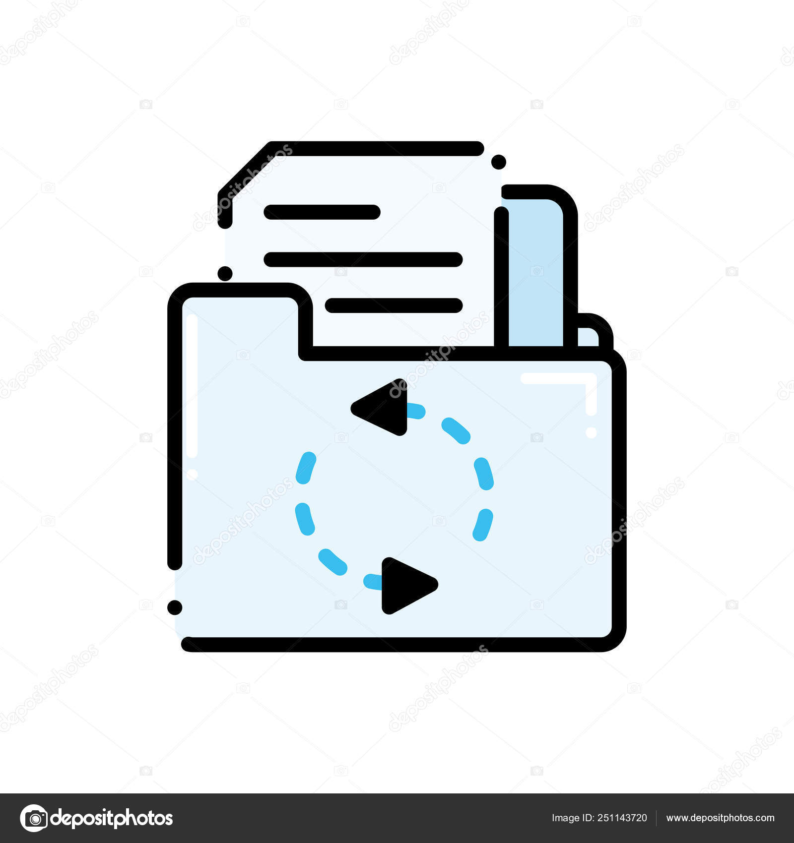 Dashed line file folder with documents paper upload Stock Vector Image ...