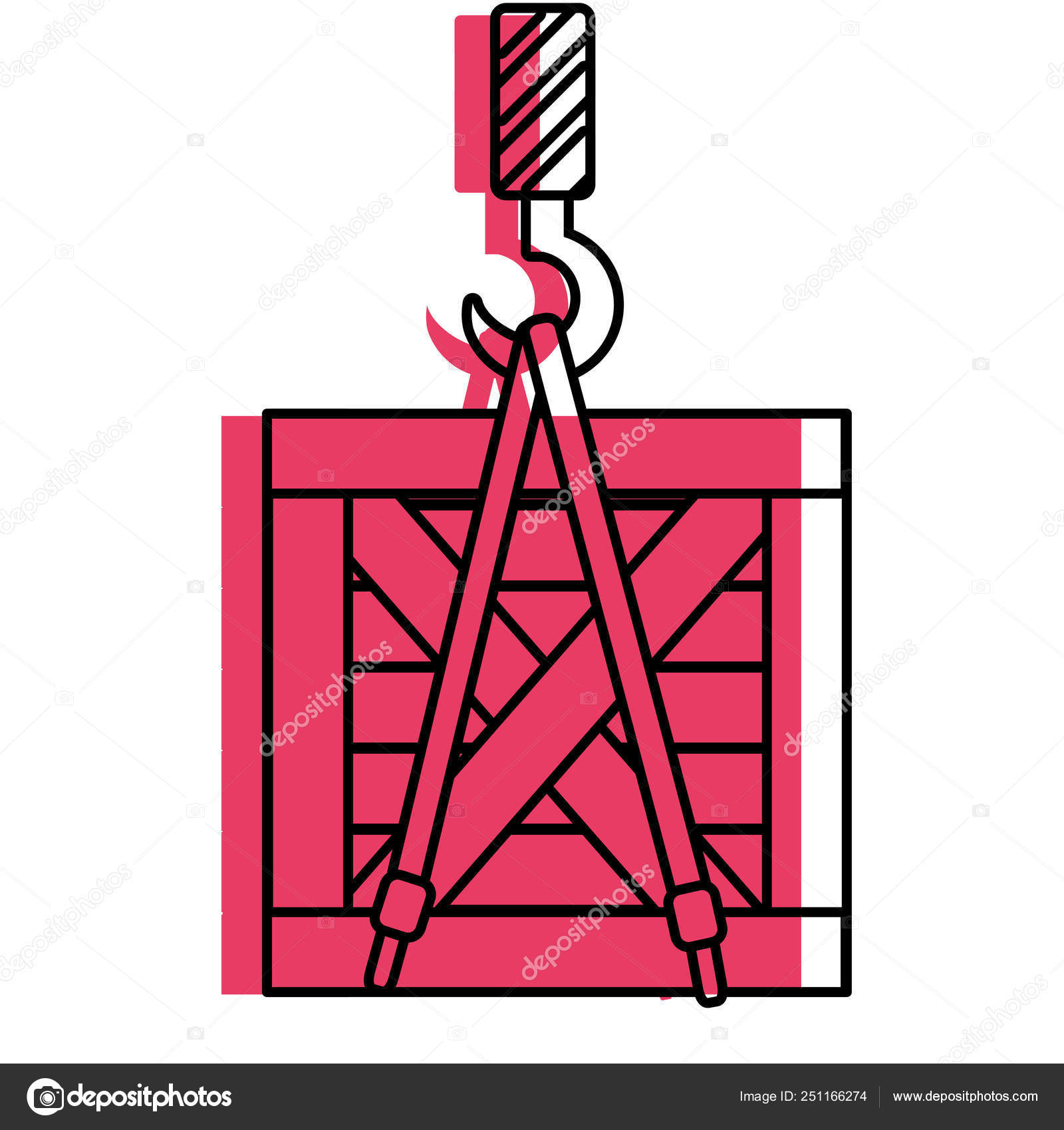 Box Crane Delivery Shipping Logistics Theme Isolated Design Vector ...