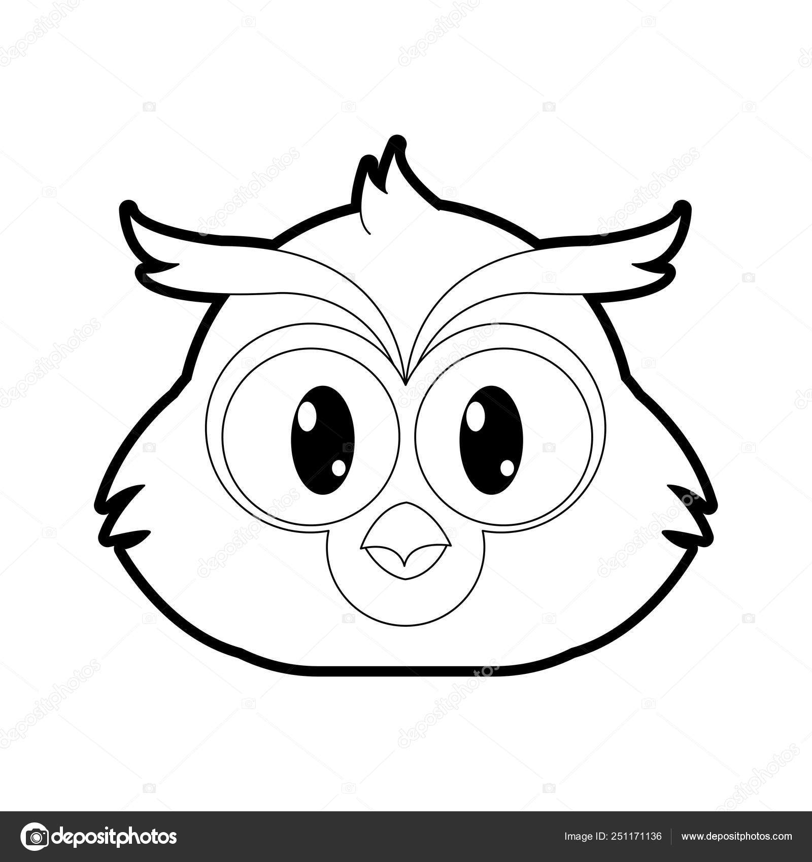 Outline owl head cute animal character Stock Vector Image by ©stockgiu ...