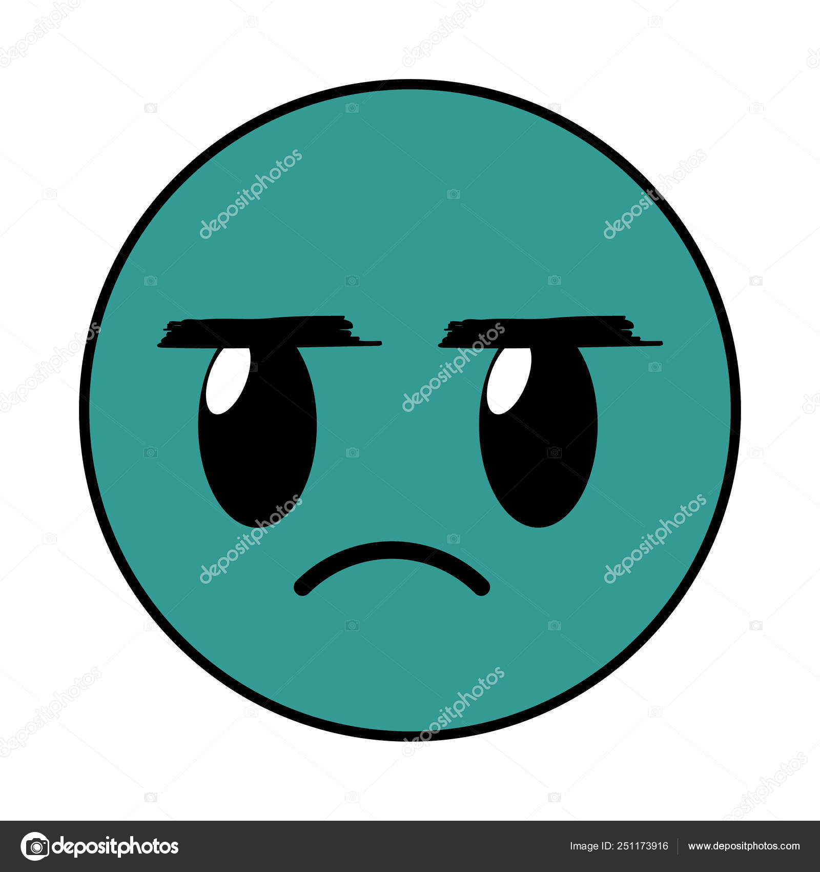 Línea color cara molesta gesto expresión emoji Vector de stock por ...