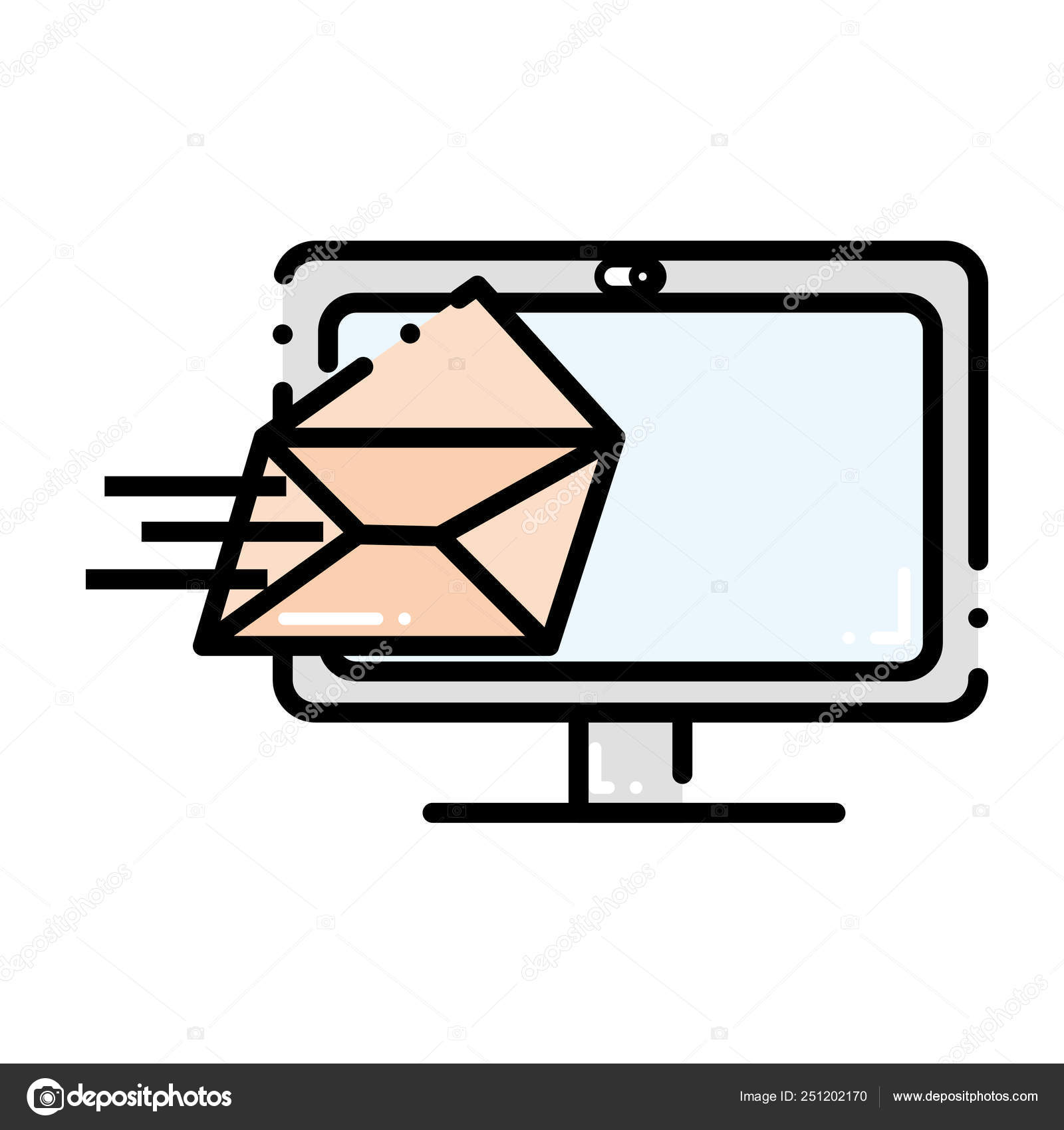 Dashed line computer technology with e-mail letter message Stock Vector ...