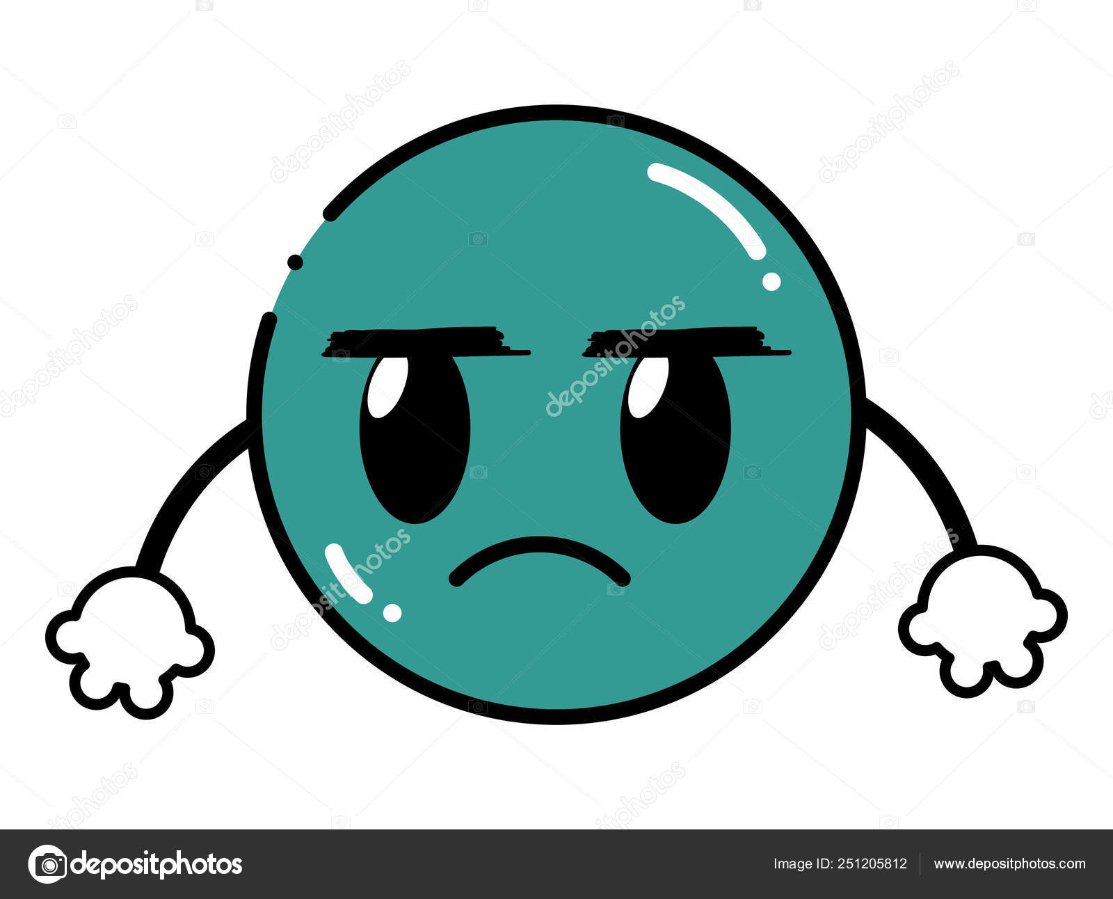 Color expresión molesta cara emoji con brazos Vector de stock por ...