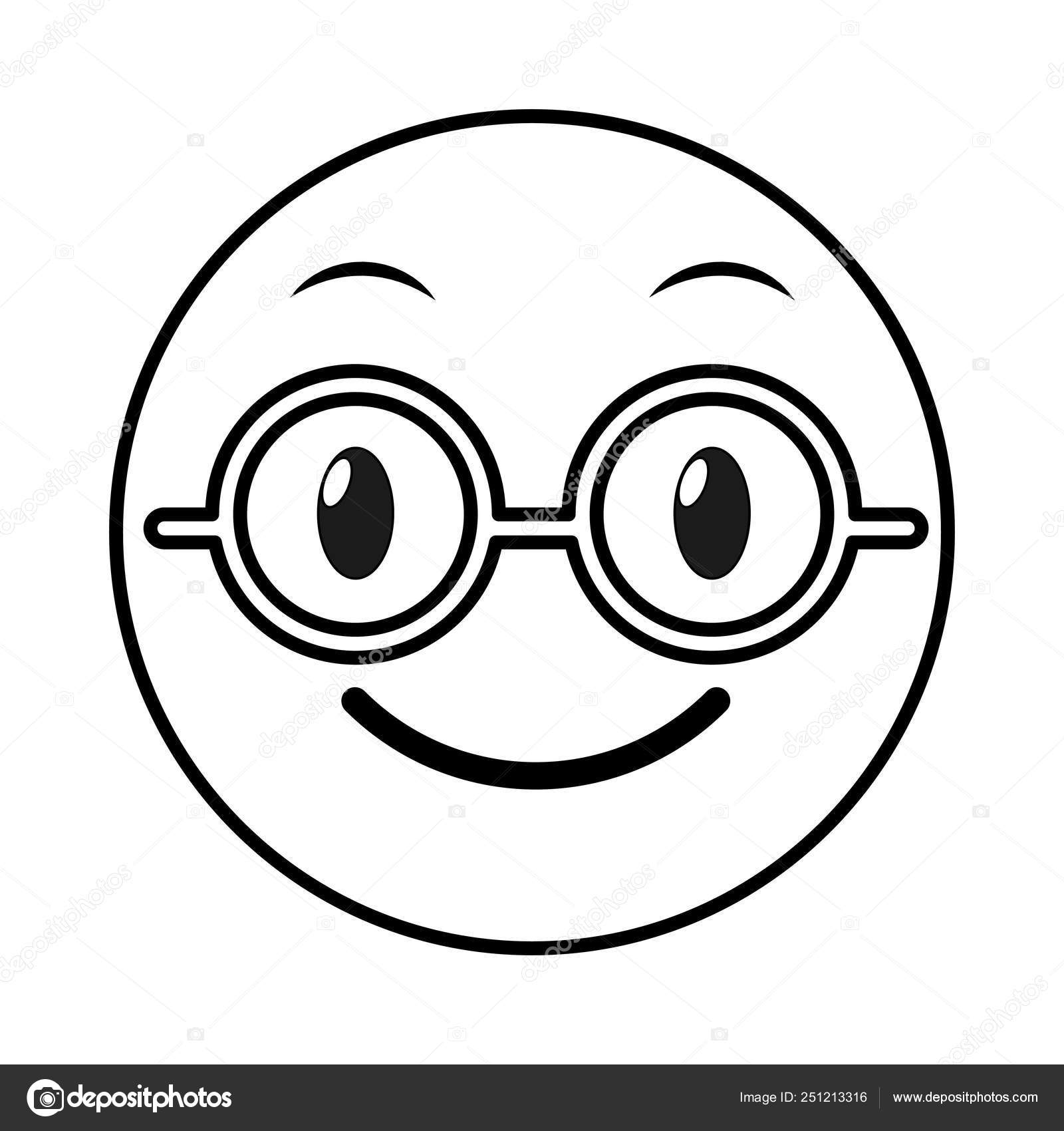 Line nerd face gesture emoji expression Stock Vector Image by ©stockgiu ...