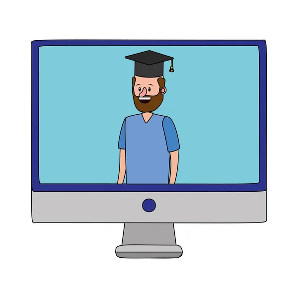 Online education man cartoon Stock Vector by ©stockgiu 257553796