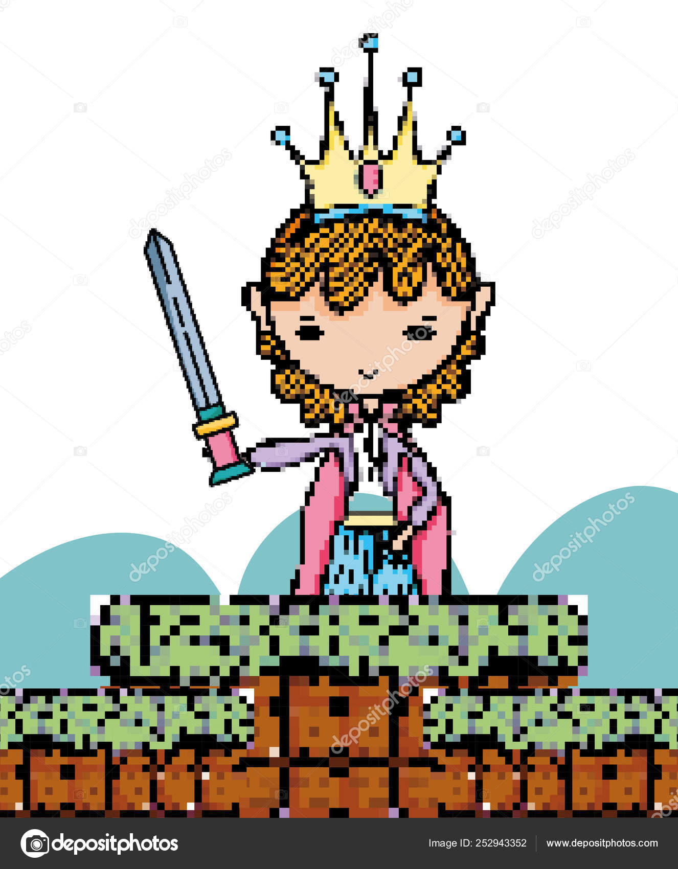 Prince Pixel Arte Desenho Animado Vetor Ilustração Design Gráfico Vetor ...