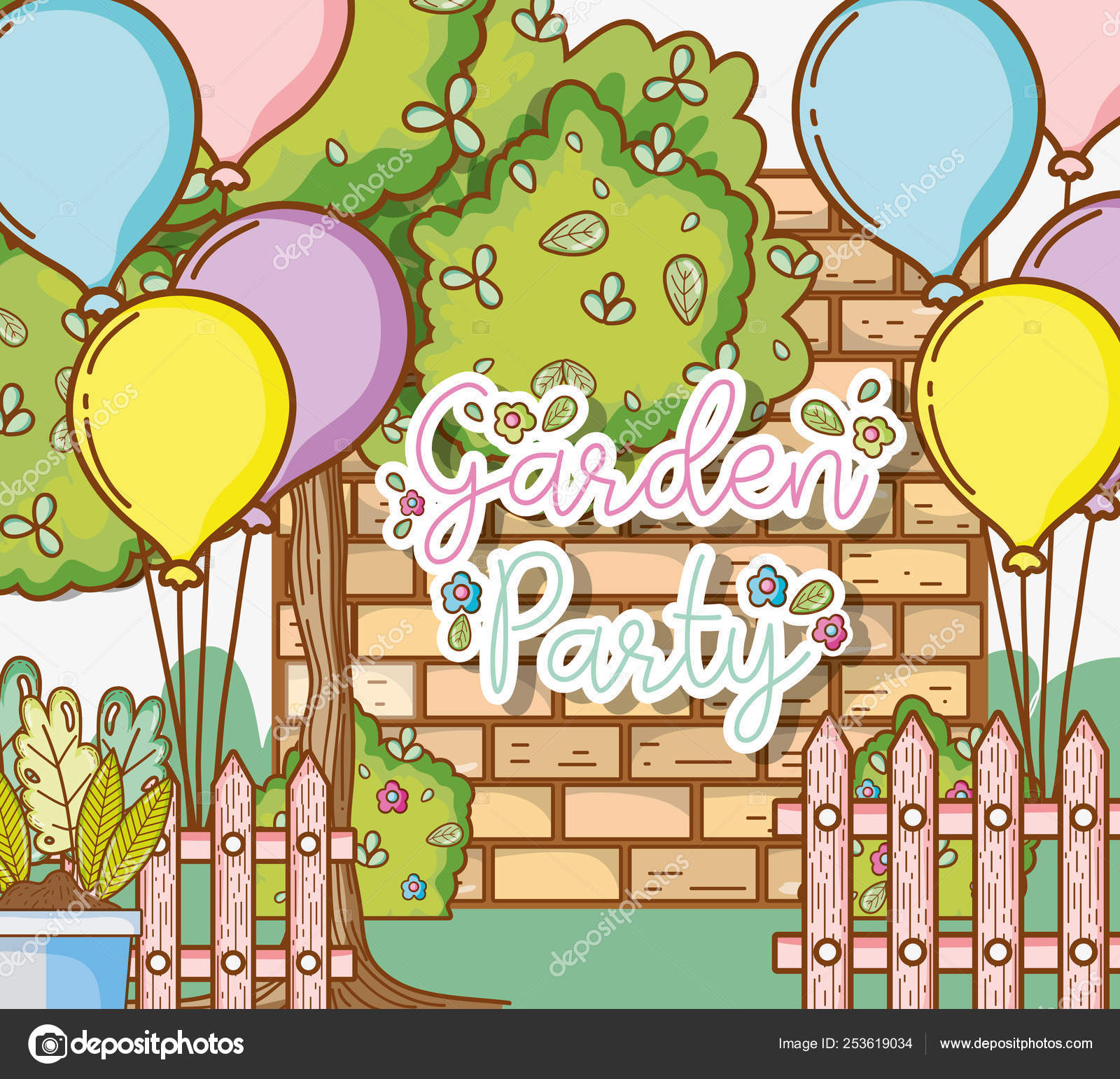 Garden party card Stock Vector by ©stockgiu 253619034