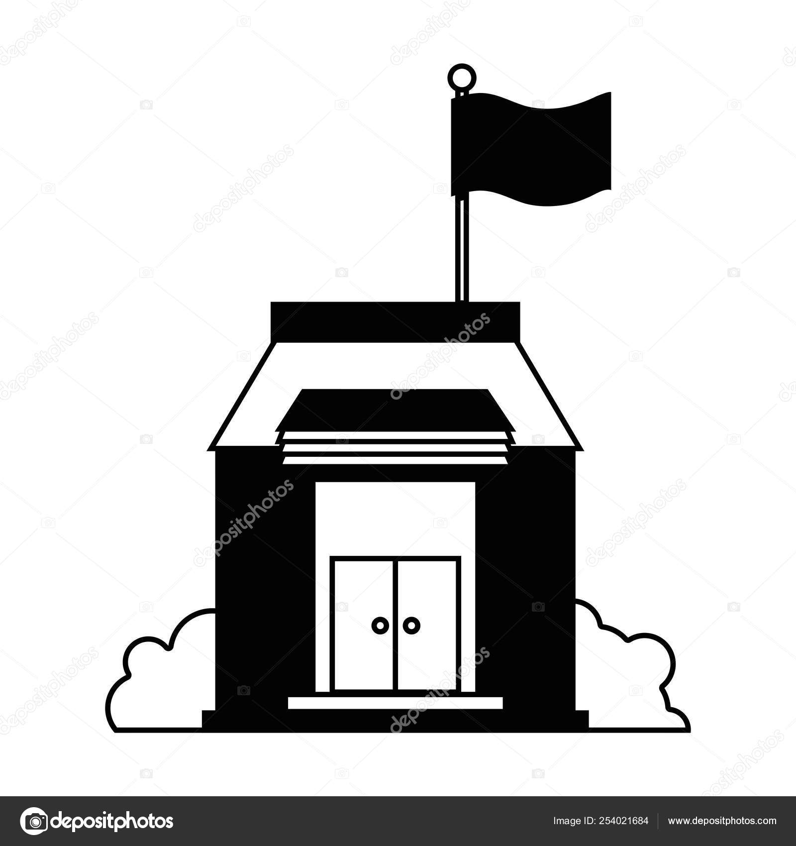 Contour school education with roof and doors design Stock Vector Image ...