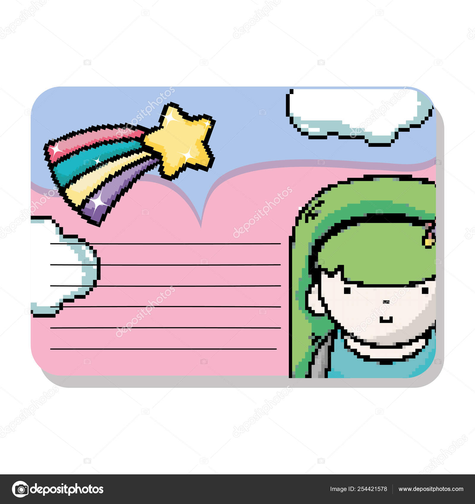 Pixel art notes mockup Stock Illustration by ©stockgiu #254421578