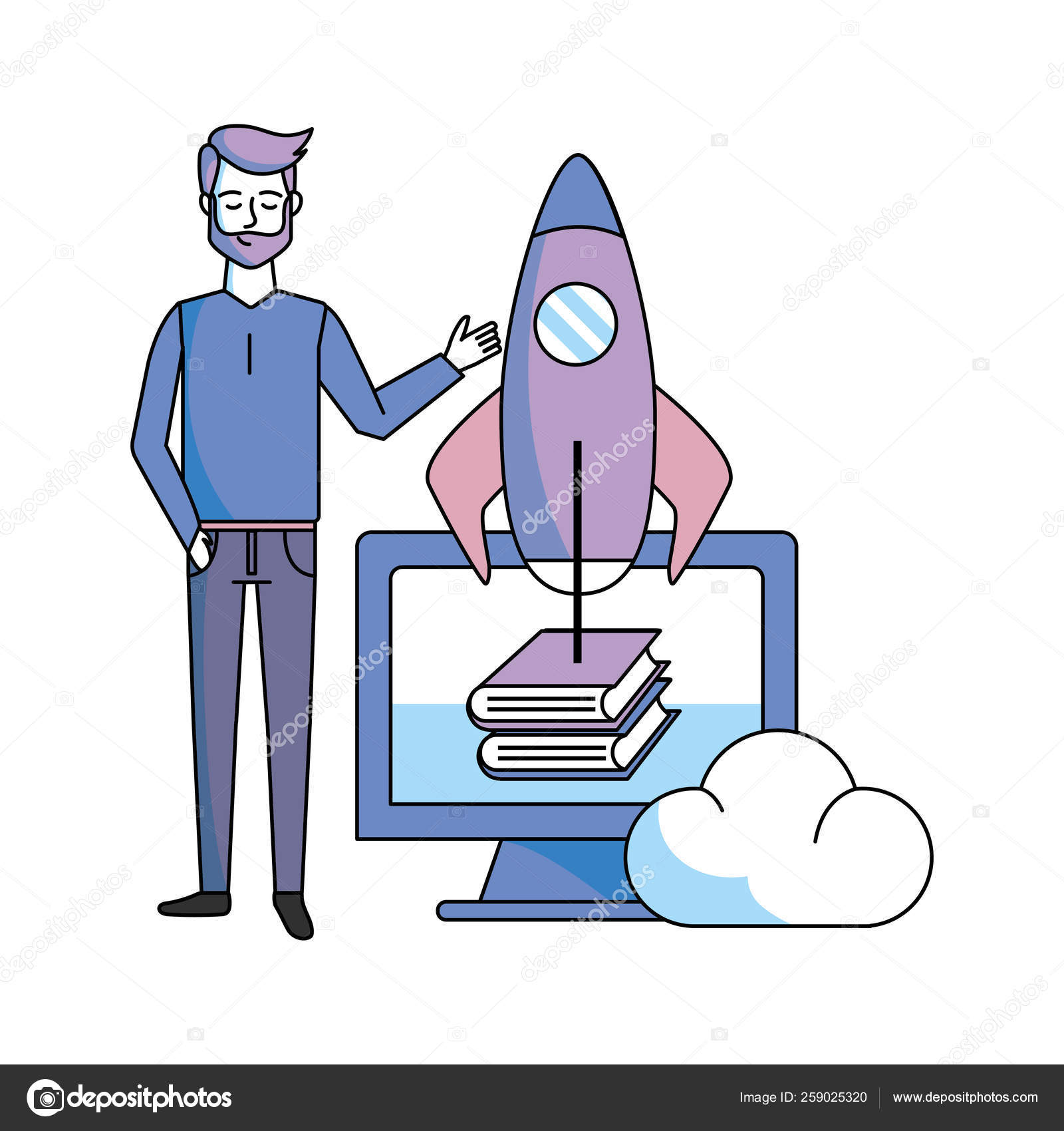 Man with computer Stock Vector by ©stockgiu 259025320