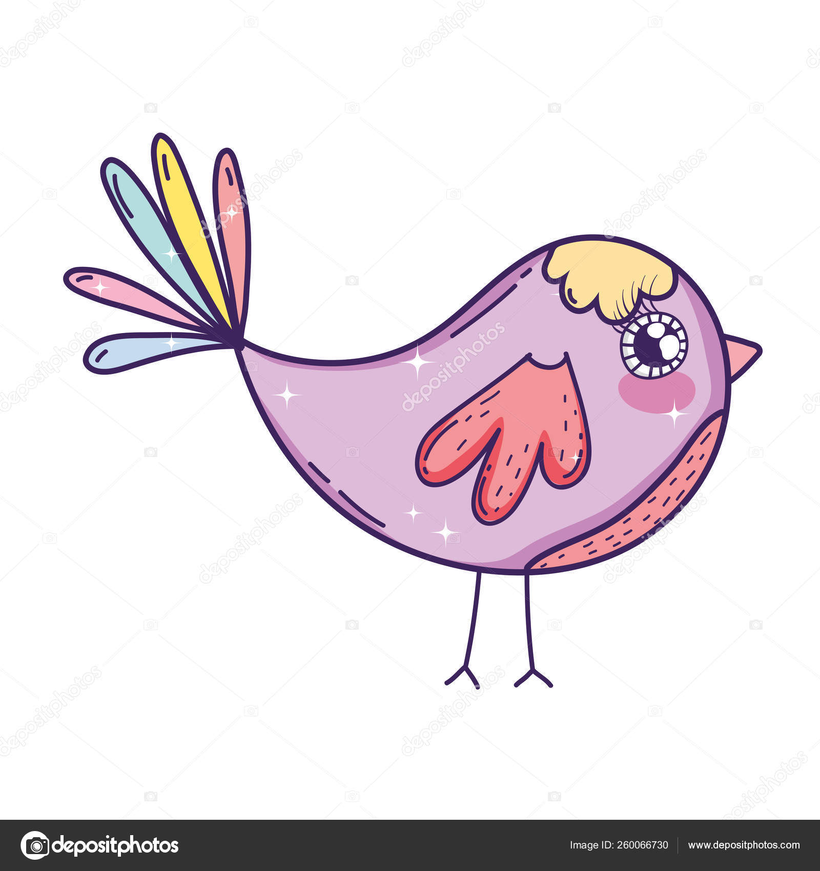 Cute little bird lovely character Stock Vector by ©stockgiu 260066730