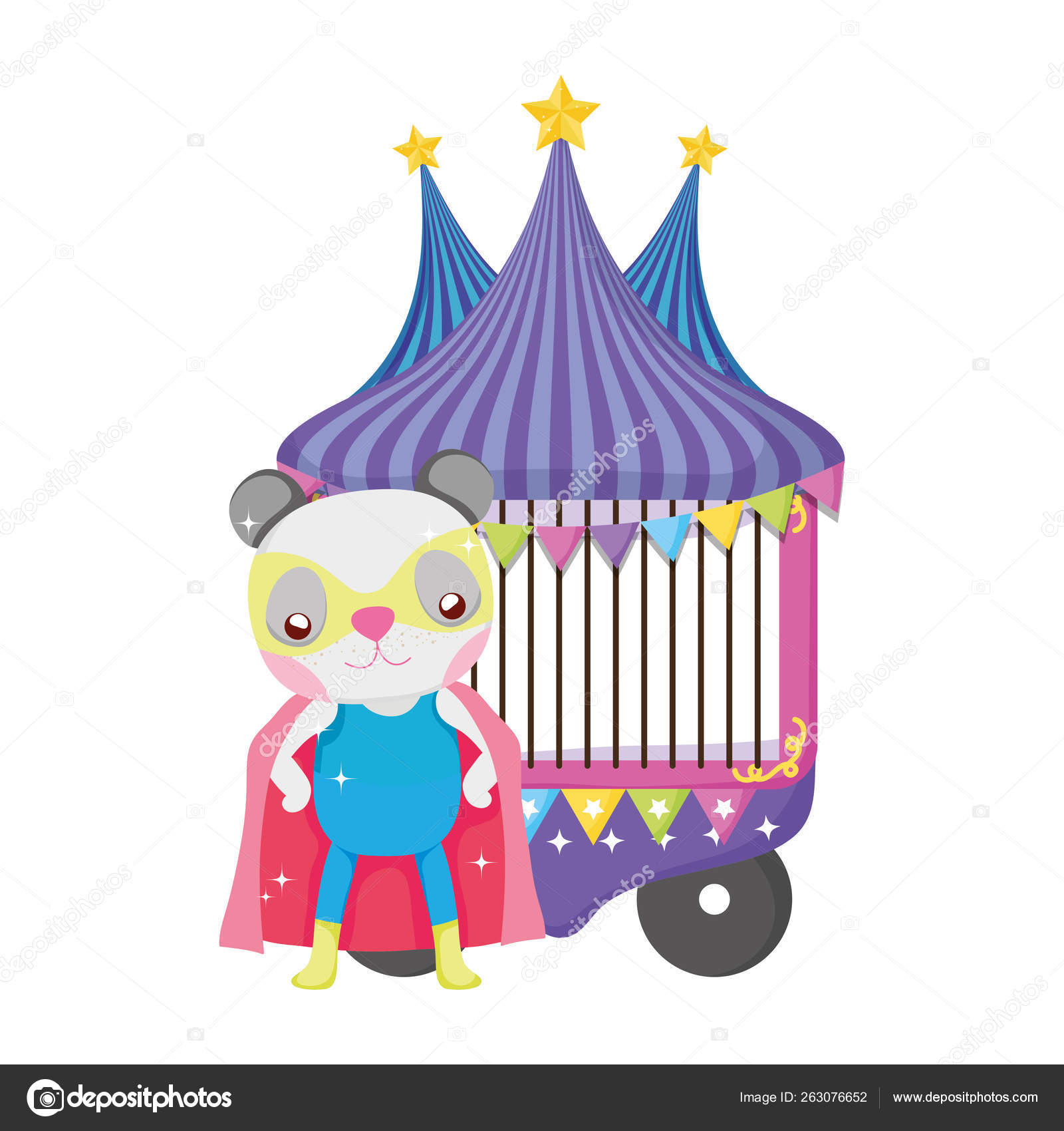 Cute circus cat with layer and kiosk Stock Vector by ©stockgiu 263076652