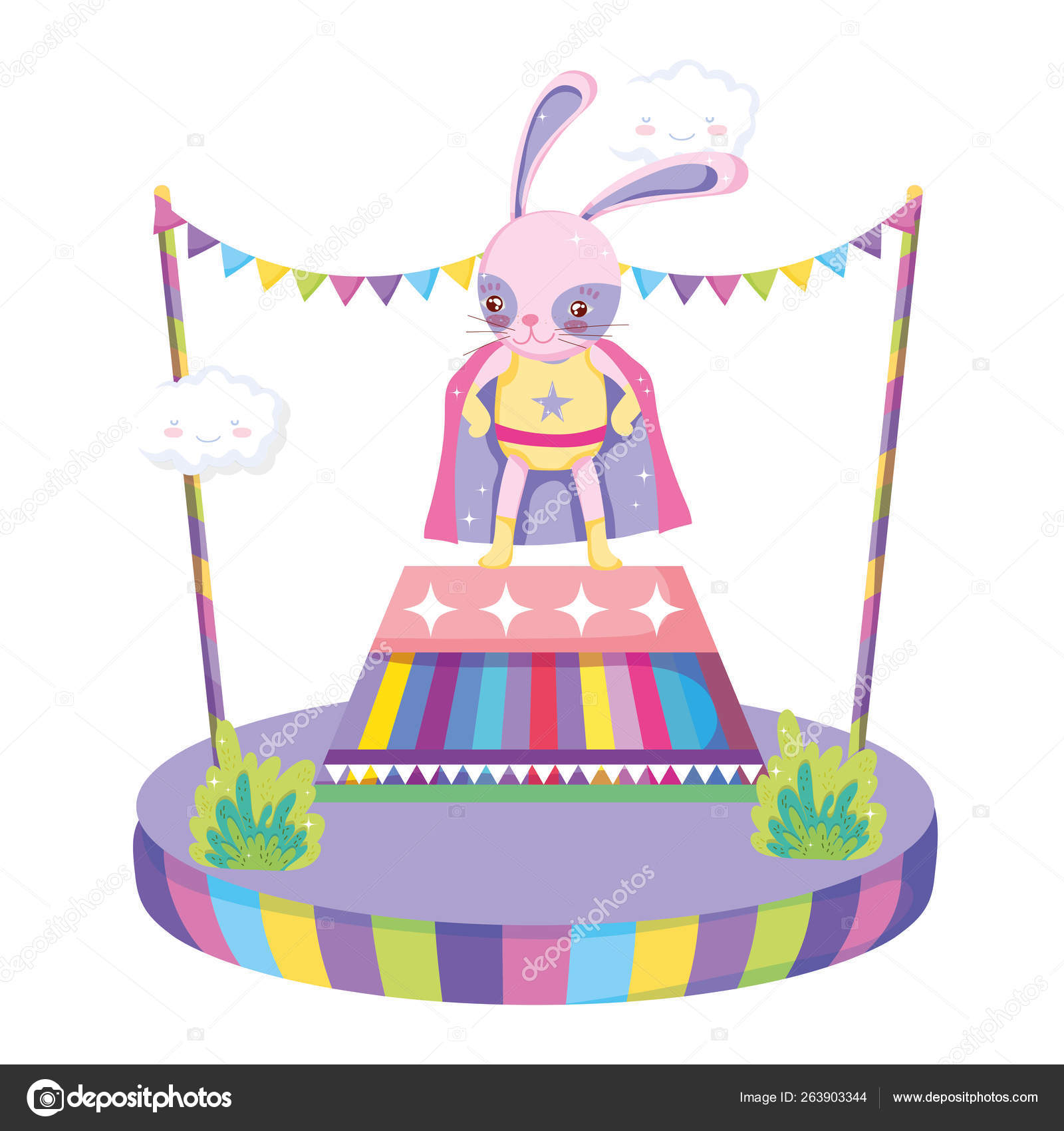 Cute circus rabbit with layer in stage Stock Vector by ©stockgiu 263903344