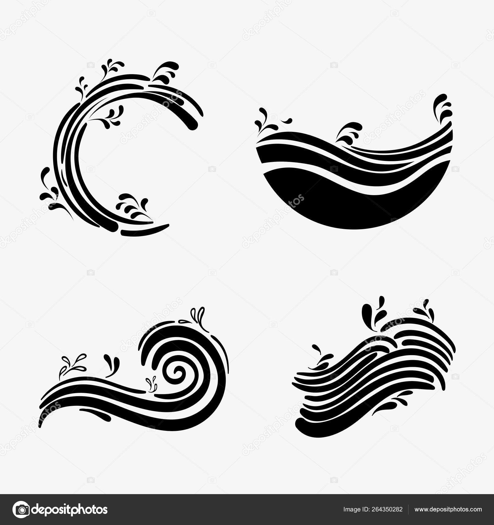 Conjunto de olas oceánicas con diferentes formas de diseño Vector de ...