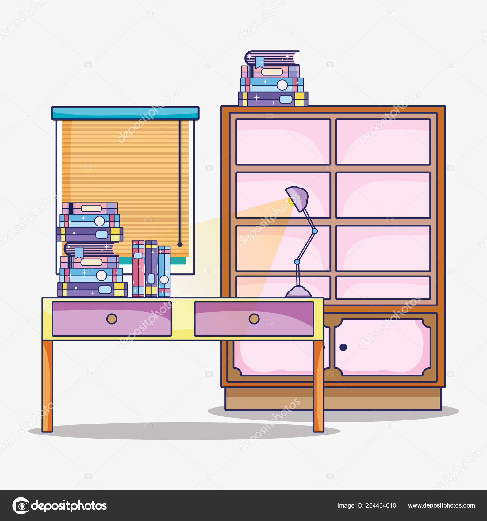 Study room interior Stock Illustration by ©stockgiu #264404010