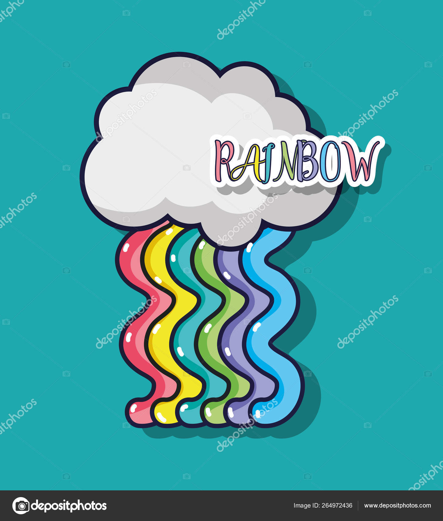 Cute rainbow design with cloud in the sky Stock Vector by ©stockgiu ...