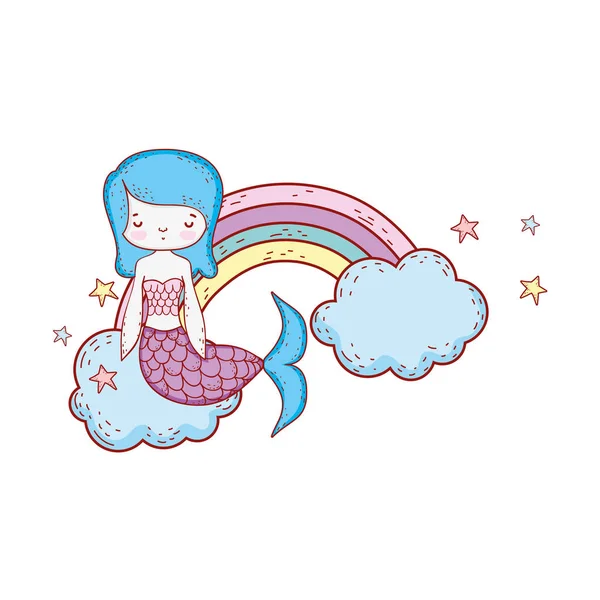 Cute mermaid with clouds and rainbow Stock Vector by ©stockgiu 265738278