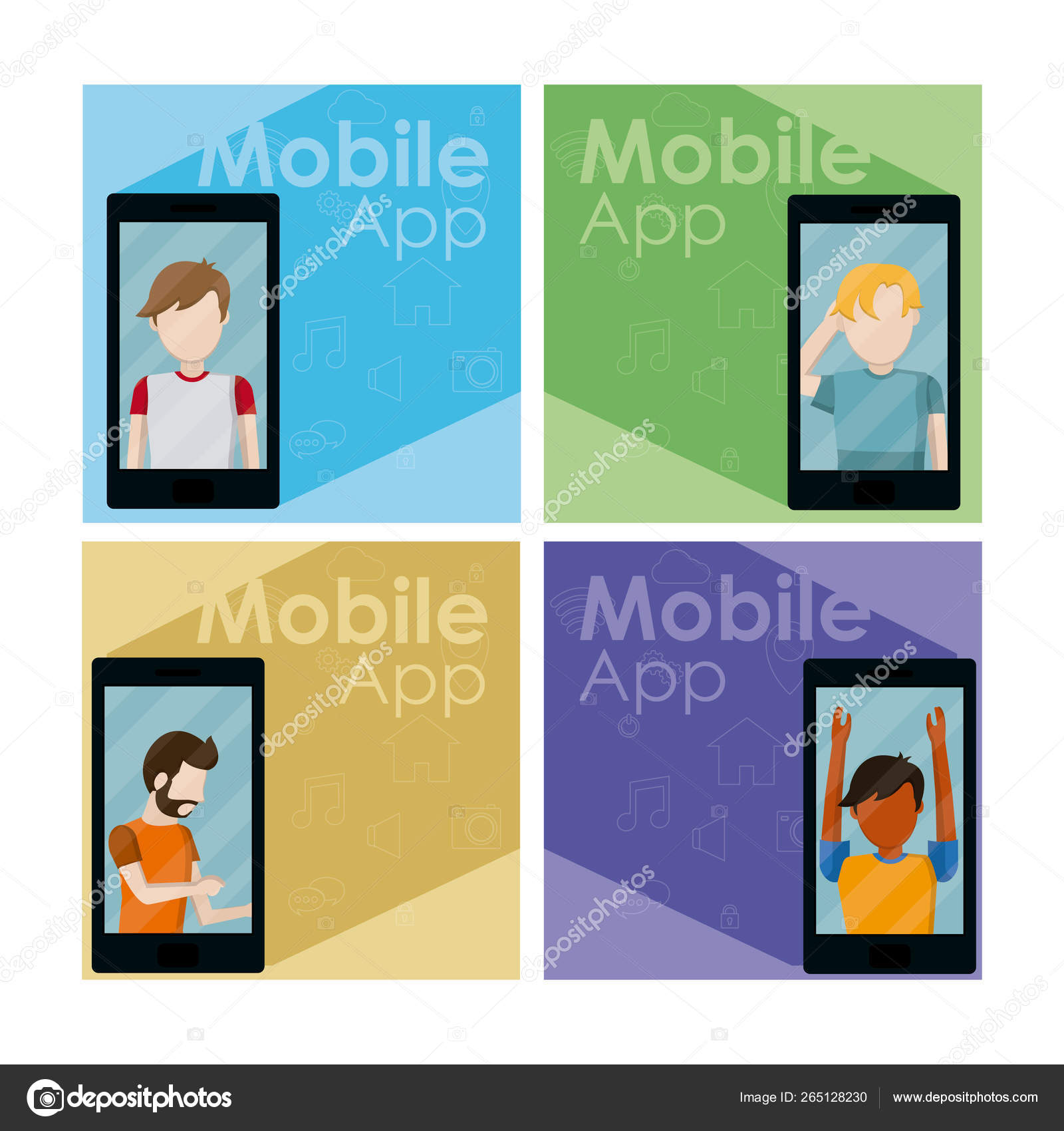 Set of mobile app cards Stock Vector by ©stockgiu 265128230