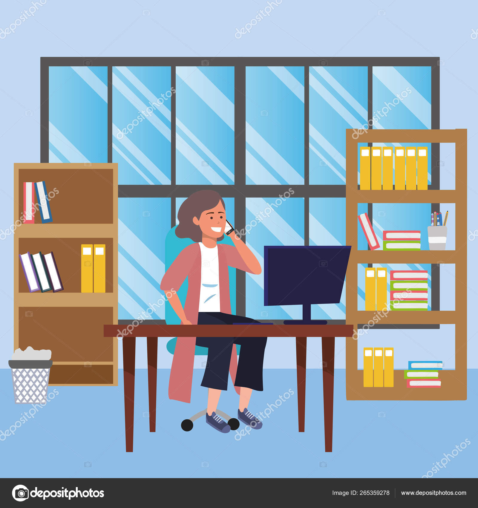 Student sitting in library desk background Stock Vector Image by ...