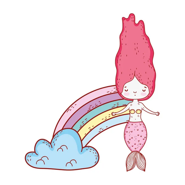 Cute mermaid with clouds and rainbow Stock Vector by ©stockgiu 265738278