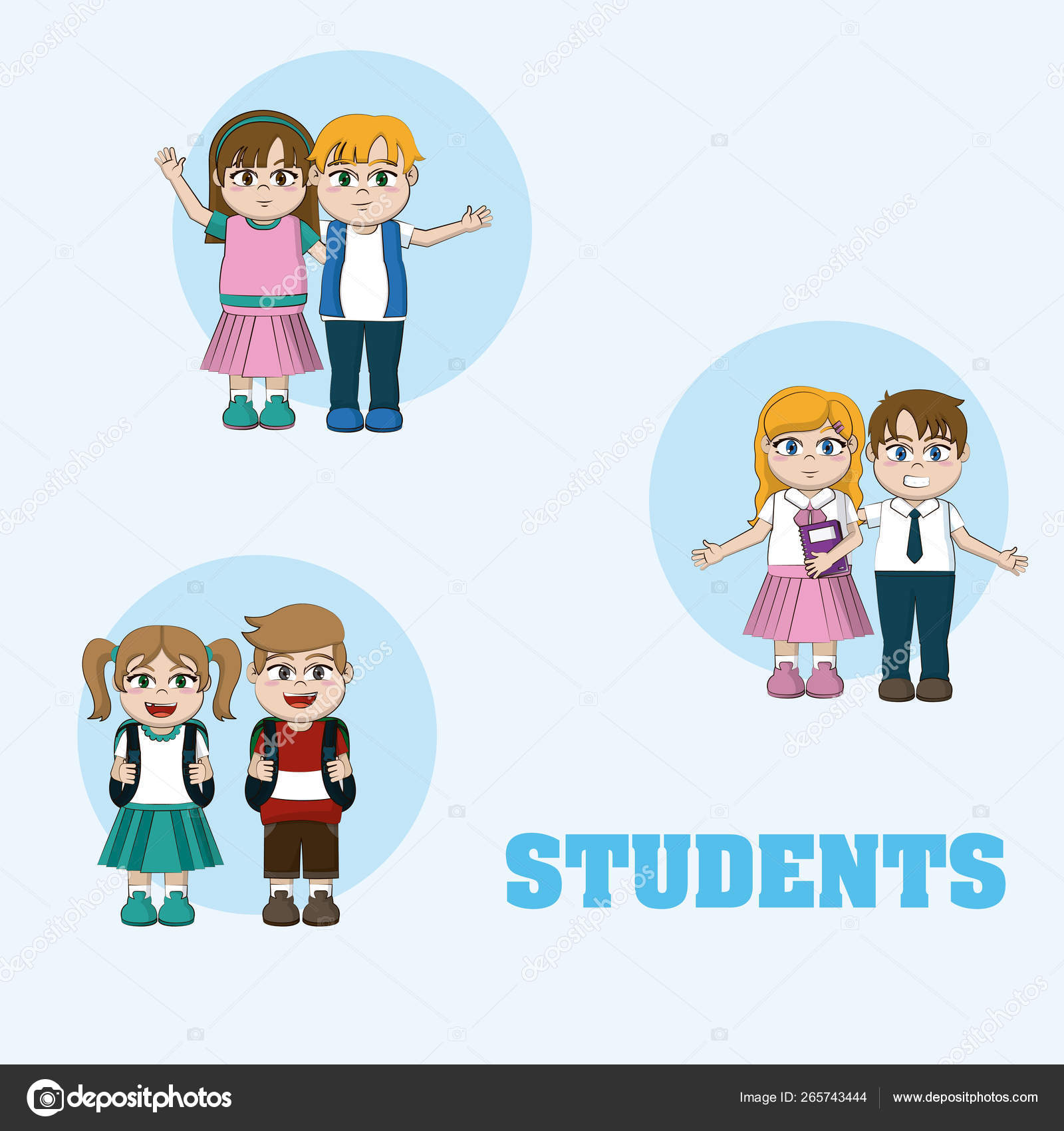 Cute students cartoons Stock Vector by ©stockgiu #265743444