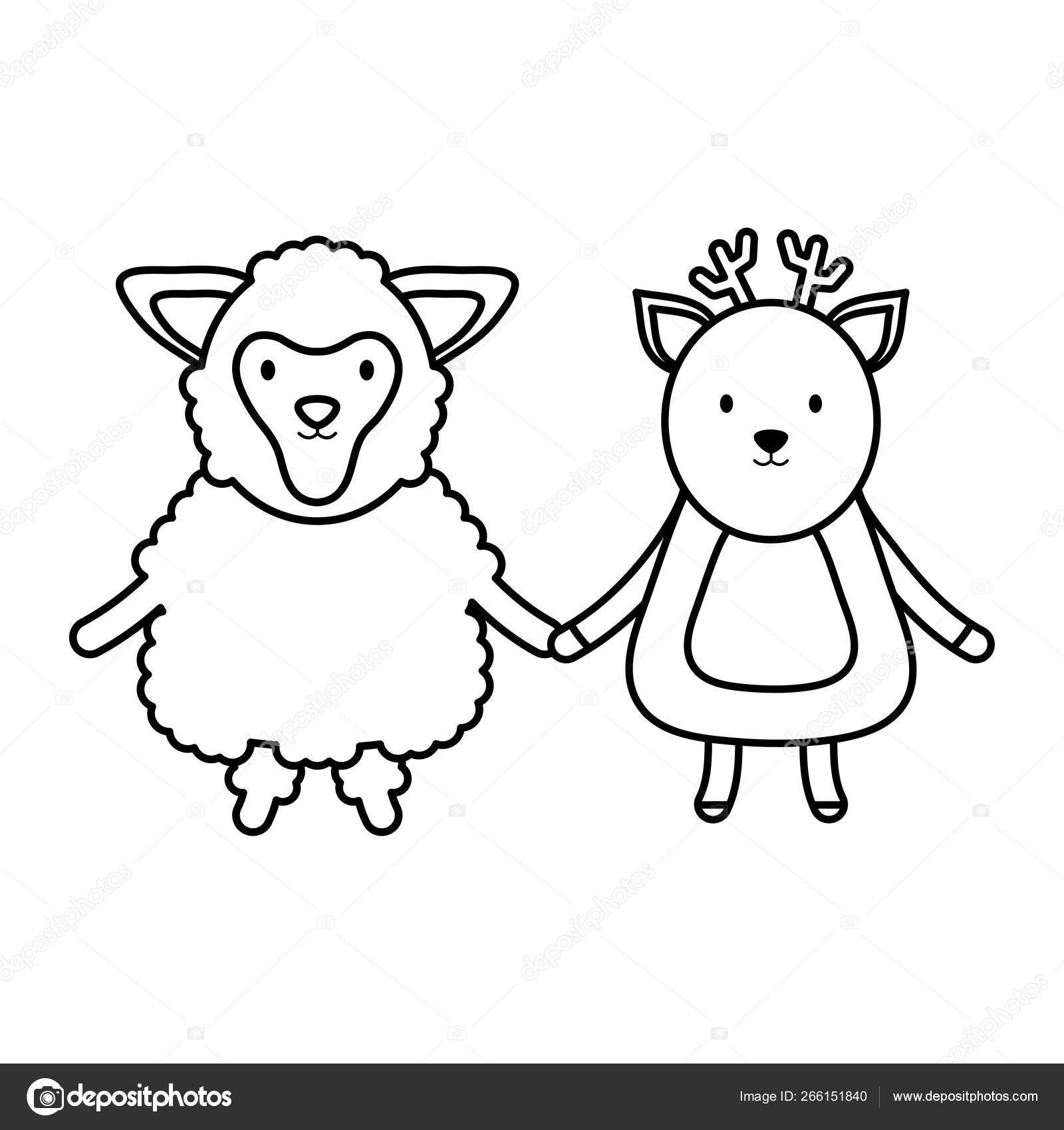 Cute sheep and reindeer childish Stock Vector by ©stockgiu 266151840