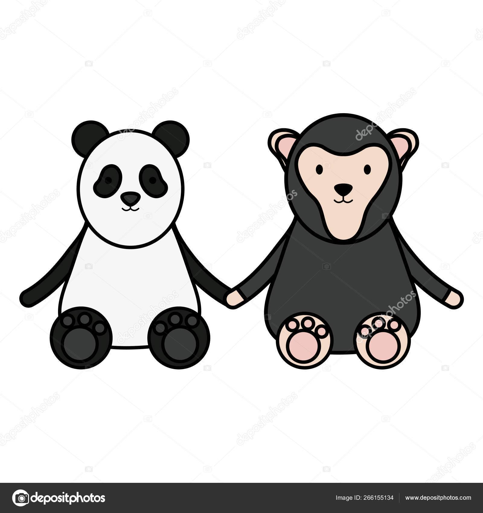 Cute bear panda and monkey characters Stock Vector by ©stockgiu 266155134