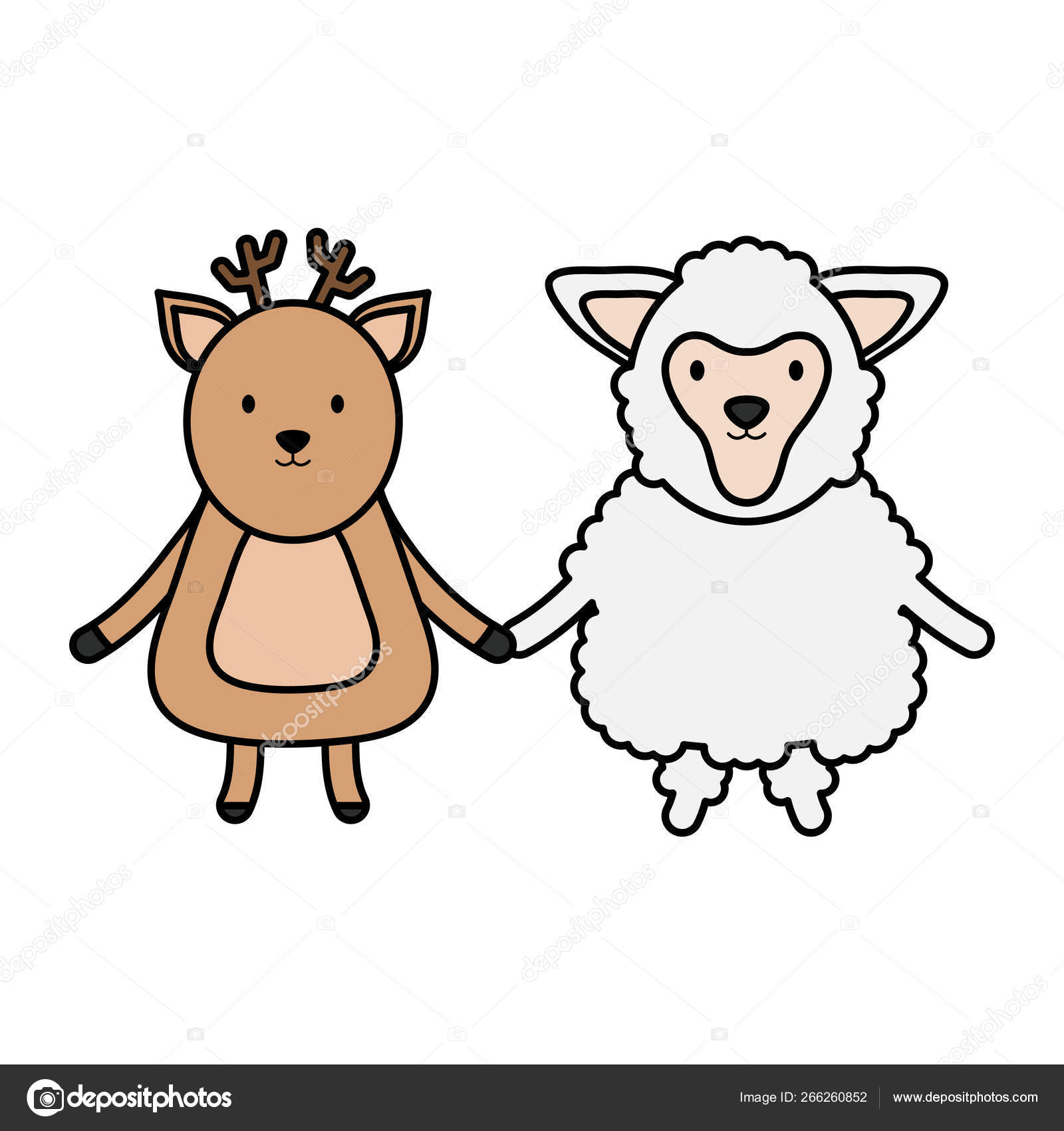 Cute sheep and reindeer childish Stock Vector by ©stockgiu 266260852